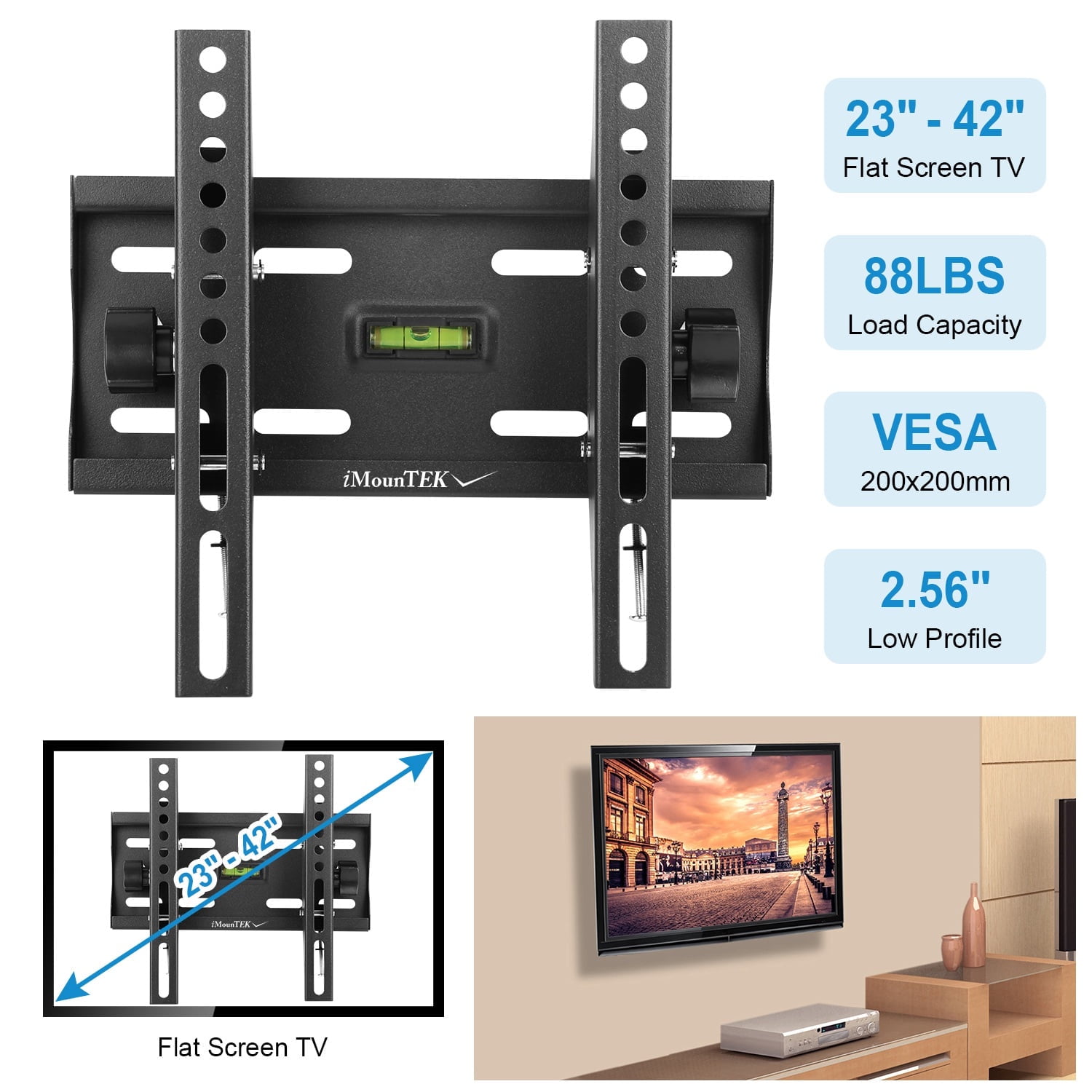 Moclever TV Wall Mount Bracket Tilt TV Rack for 23-42in LED LCD PLASMA ...