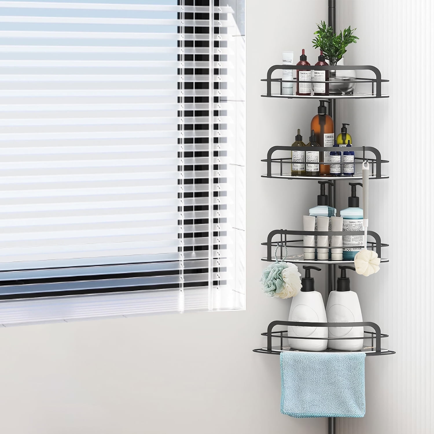 iMounTEK Heavy Duty Corner Shower Caddy with 4-Tier Adjustable Shelves ...