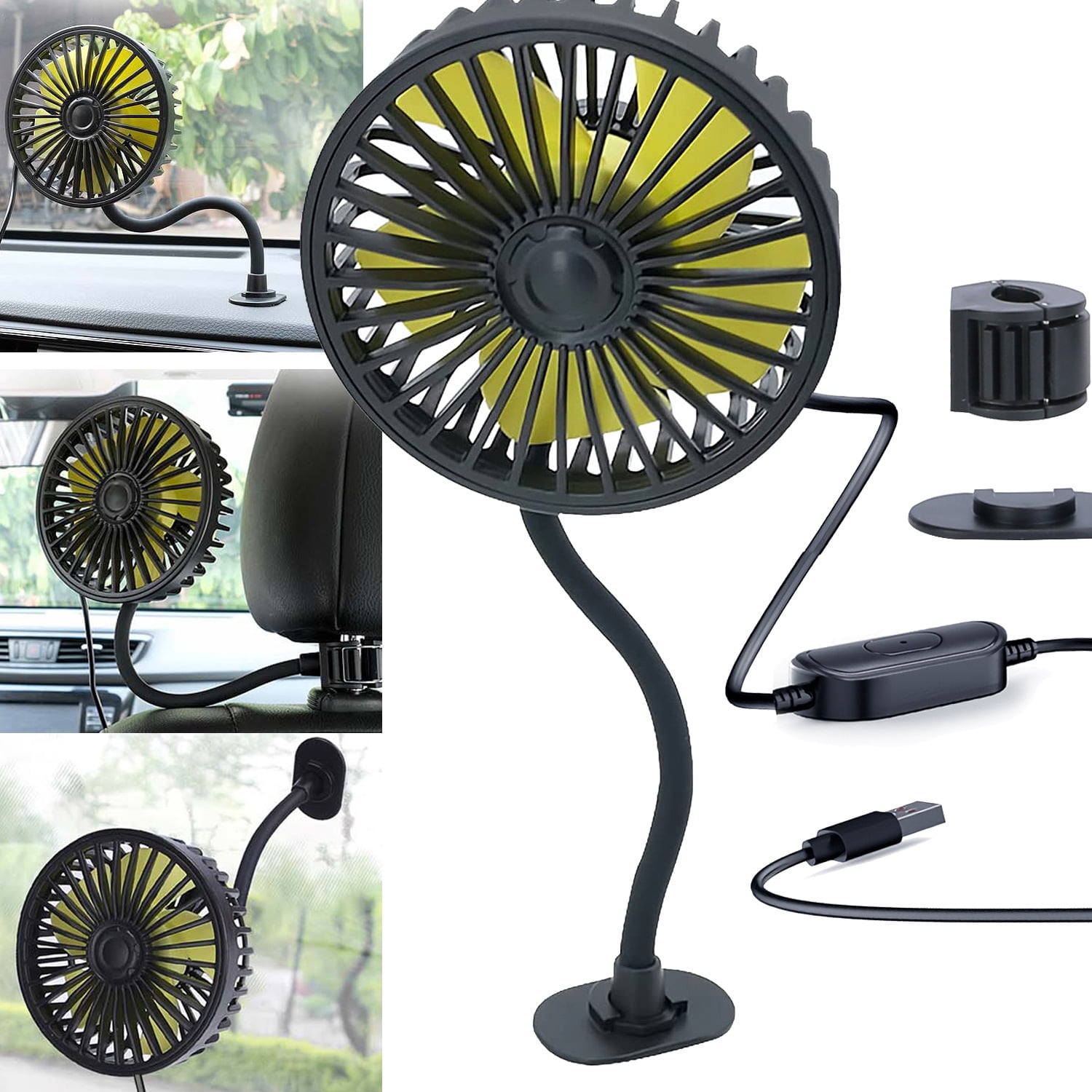 iMounTEK USB Vehicle Fan for Dashboard Rear Seat Cooling Fan, with ...