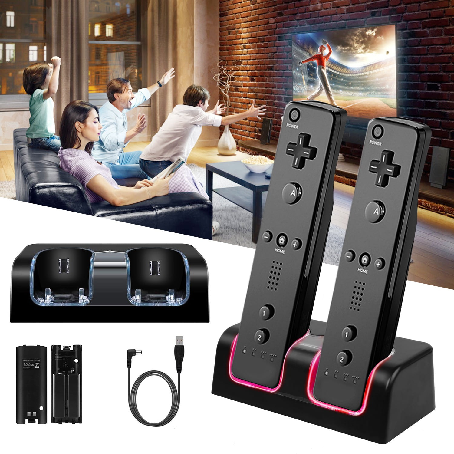 iMounTEK Wii Remote USB Charger, Dual Dock with Rechargeable Batteries ...