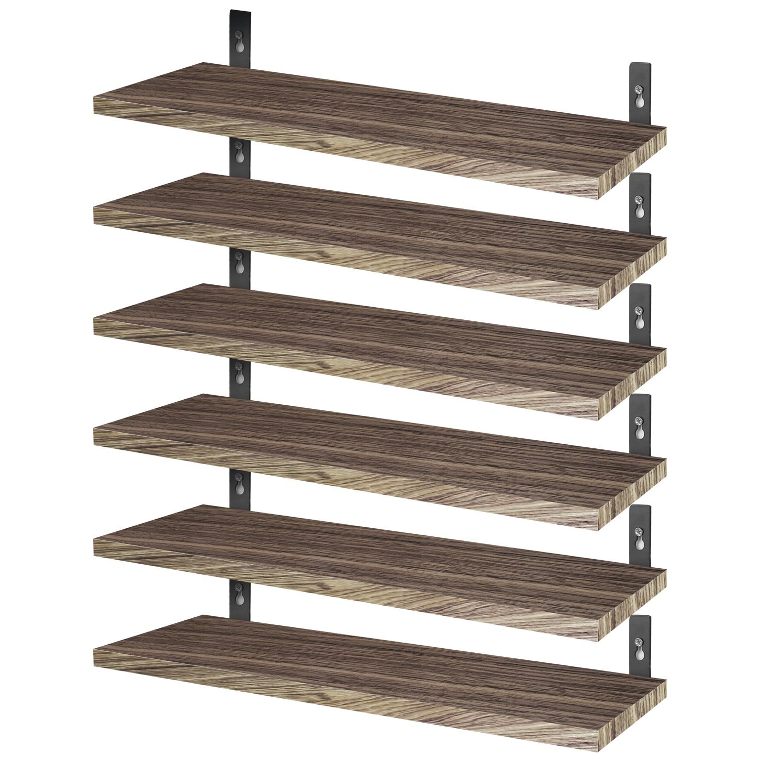 iMounTEK Wood Wall Shelves Set of 6, Wall Mounted, Wood Shelves for ...