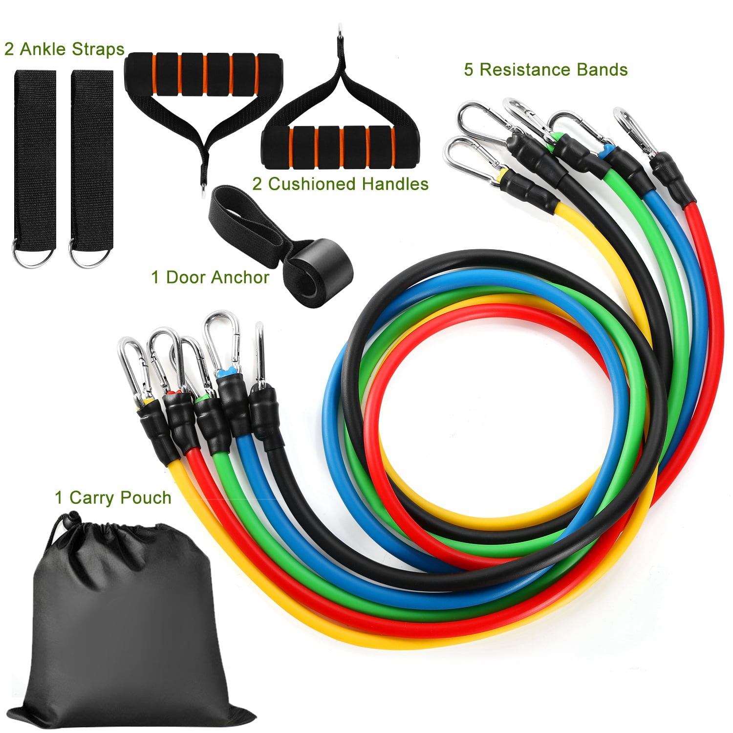 iMounTEK 11Pcs Adjustable Resistance Bands Set, 100lbs Fitness Workout ...