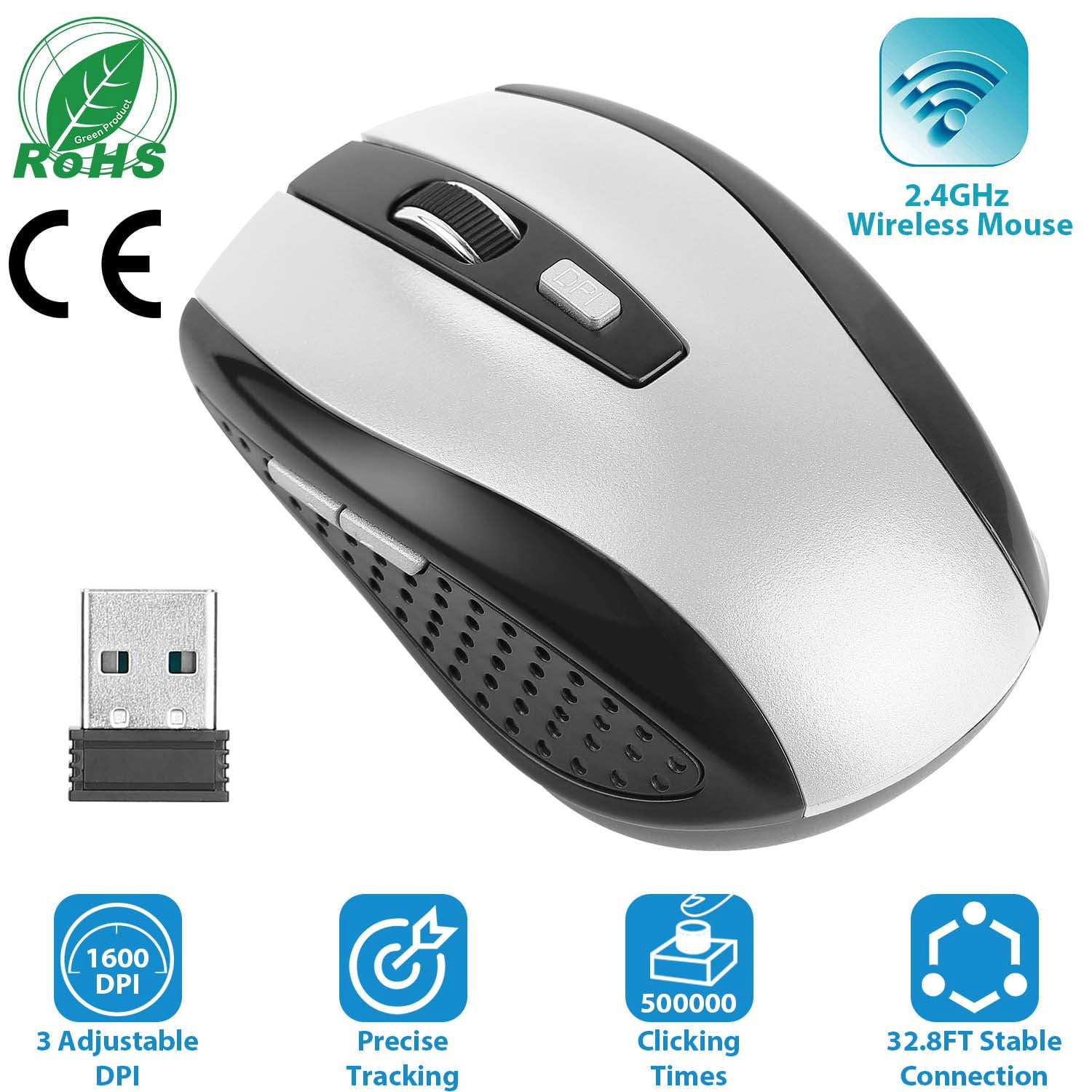 iMountek 2.4G Wireless Gaming Mouse Optical Mice with Receiver 3 ...