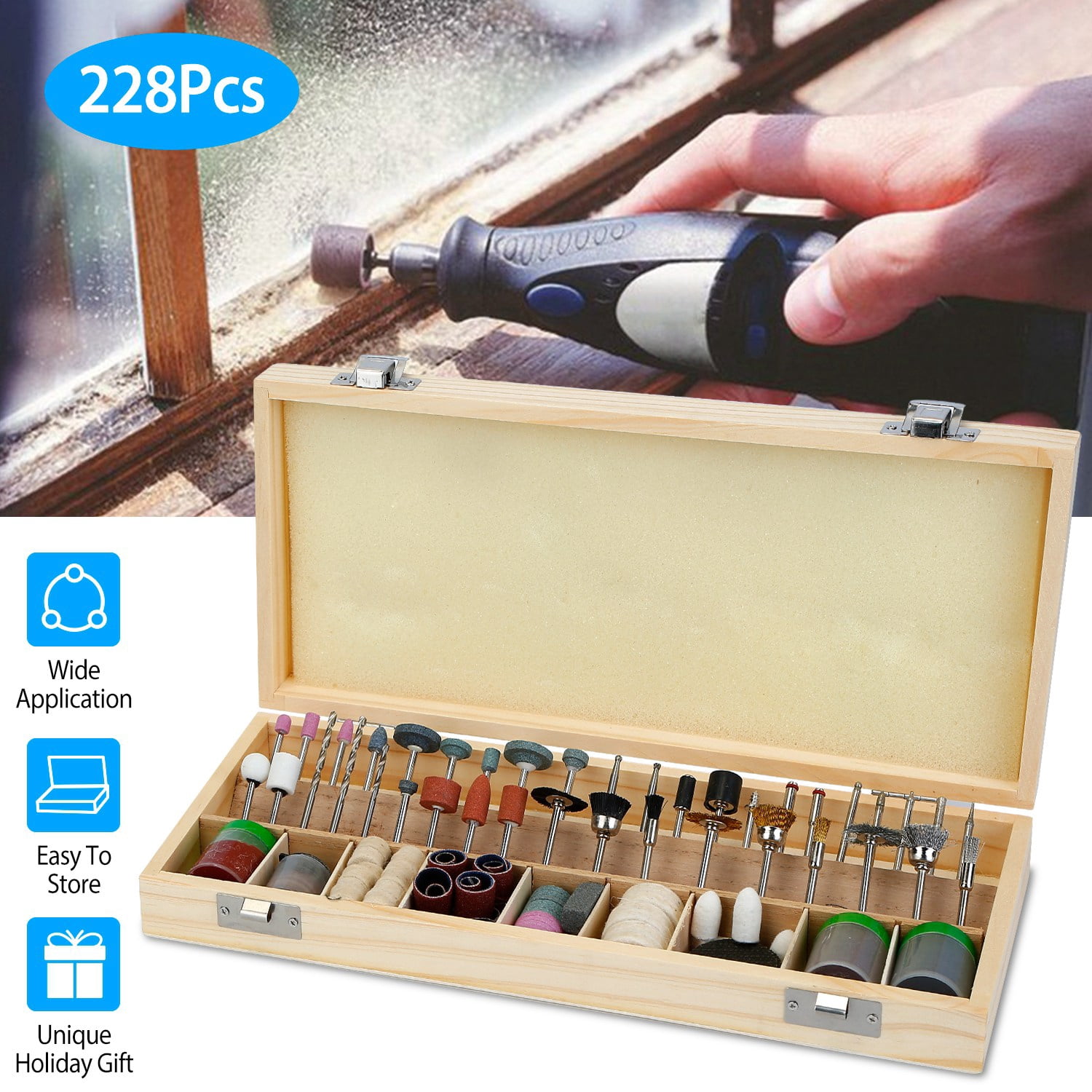 TeqHome 228Pcs Rotary Accessory Tool Kit For Dremel for Grinding ...