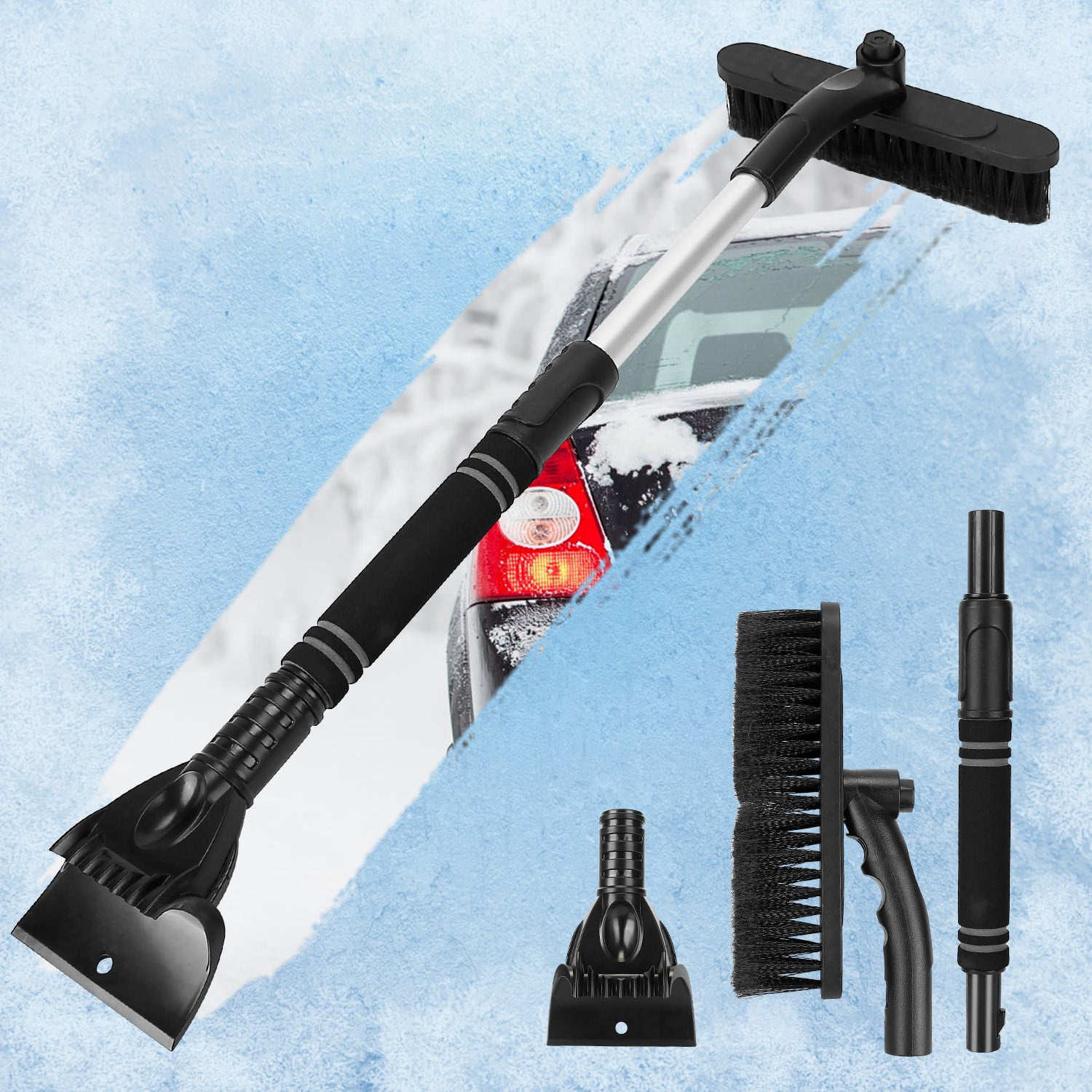 iMountek 3-in-1 Car Snow Removal Tool, Extendable Windshield Ice ...