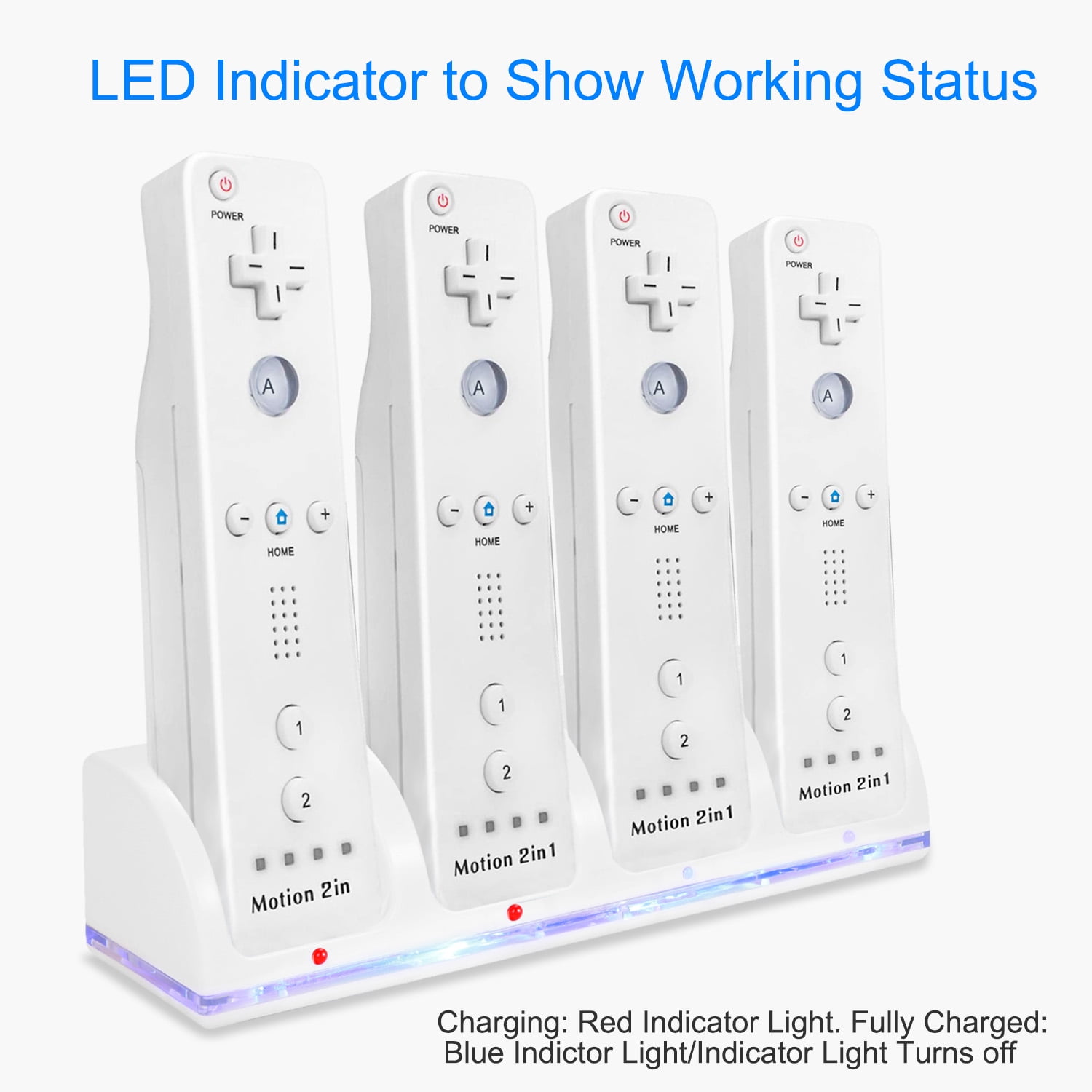 iMountek 4 Remotes Charging Dock Game Controller Charger for Wii ...