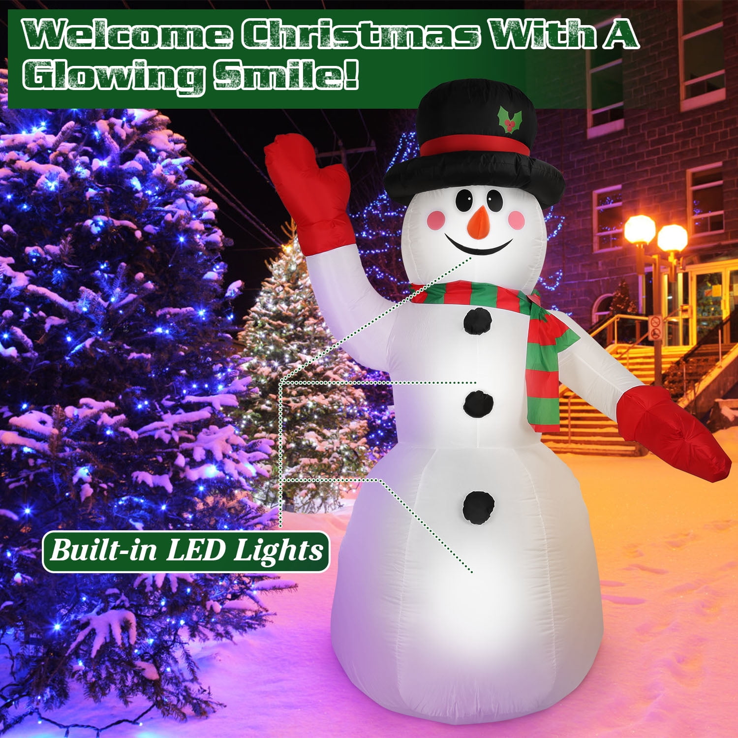 iMountek 7.9ft Christmas Inflatable Giant Snowman, Holiday Blow Up Yard ...