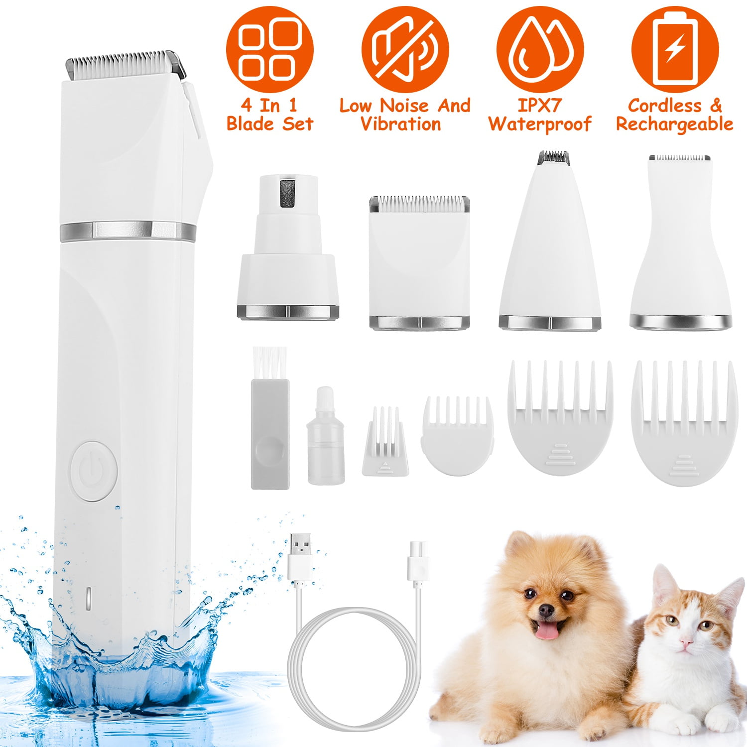 Moclever Dog Clippers, Professional Cordless Dog Grooming Kit, Low ...