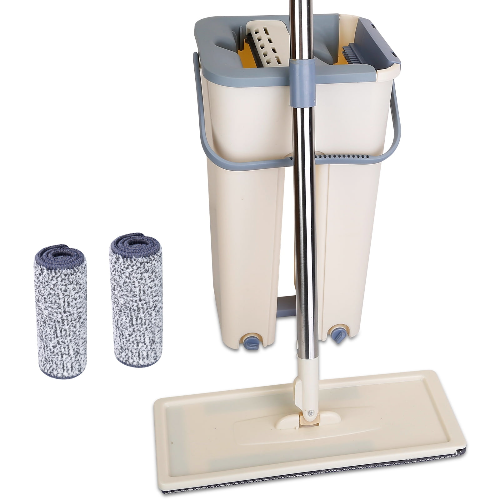 iMountek Detachable Head Easy Wring Squeeze Flat Floor Mop and Bucket ...