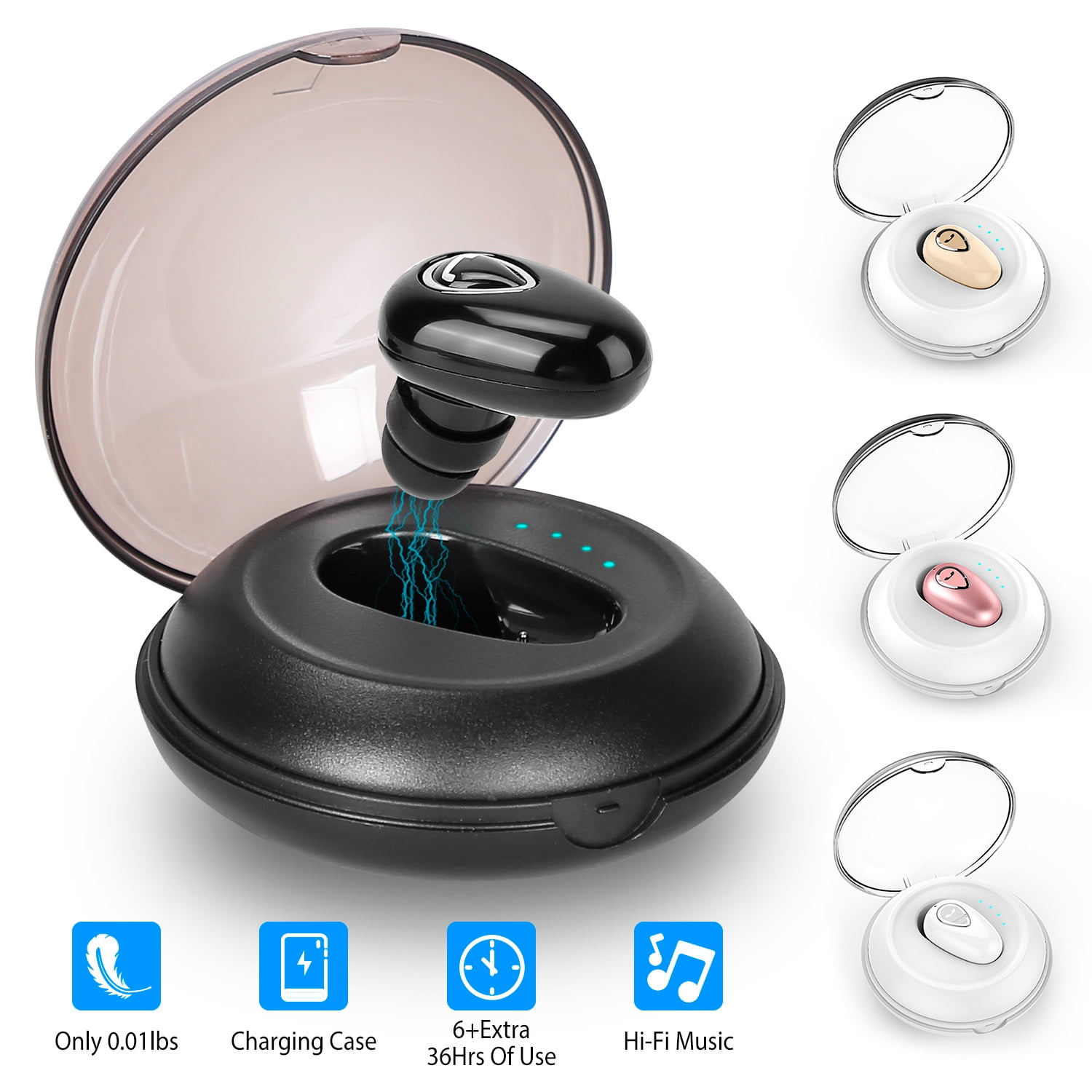 Moclever Unilateral Wireless Earbud Mini In-Ear Headset Rechargeable ...