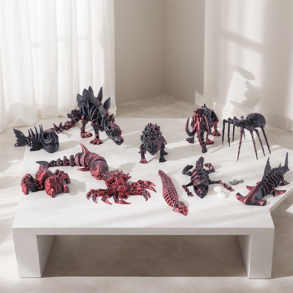 iMucci 11-Piece Animal Skeleton Model Set - Red and Black Detailed ...