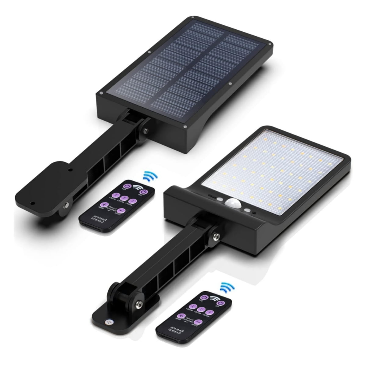 iMucci 2 Pack Outdoor Solar Street Flood Lights Remote Control Wireless ...