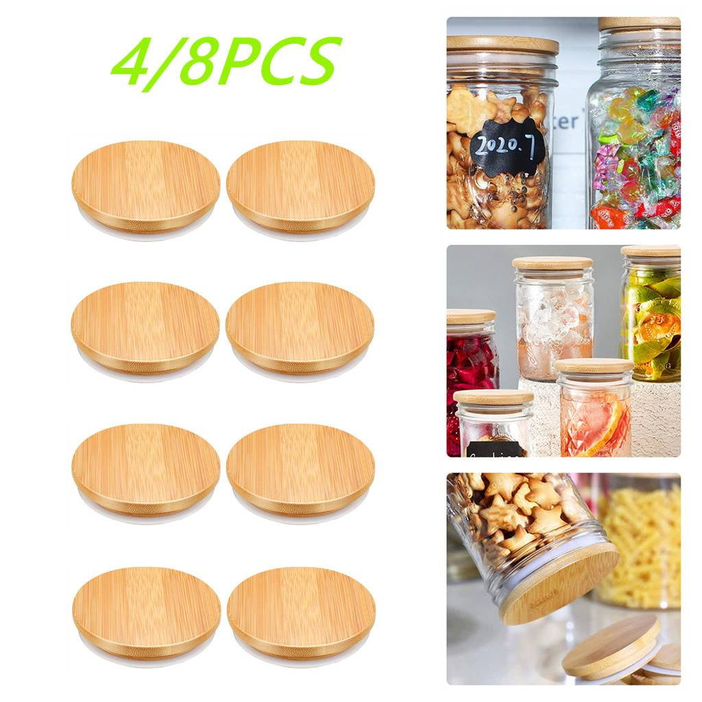 iMucci 4Pcs Bamboo Mason Jar Lids, 70mm Storage Canning Jar Lids ...