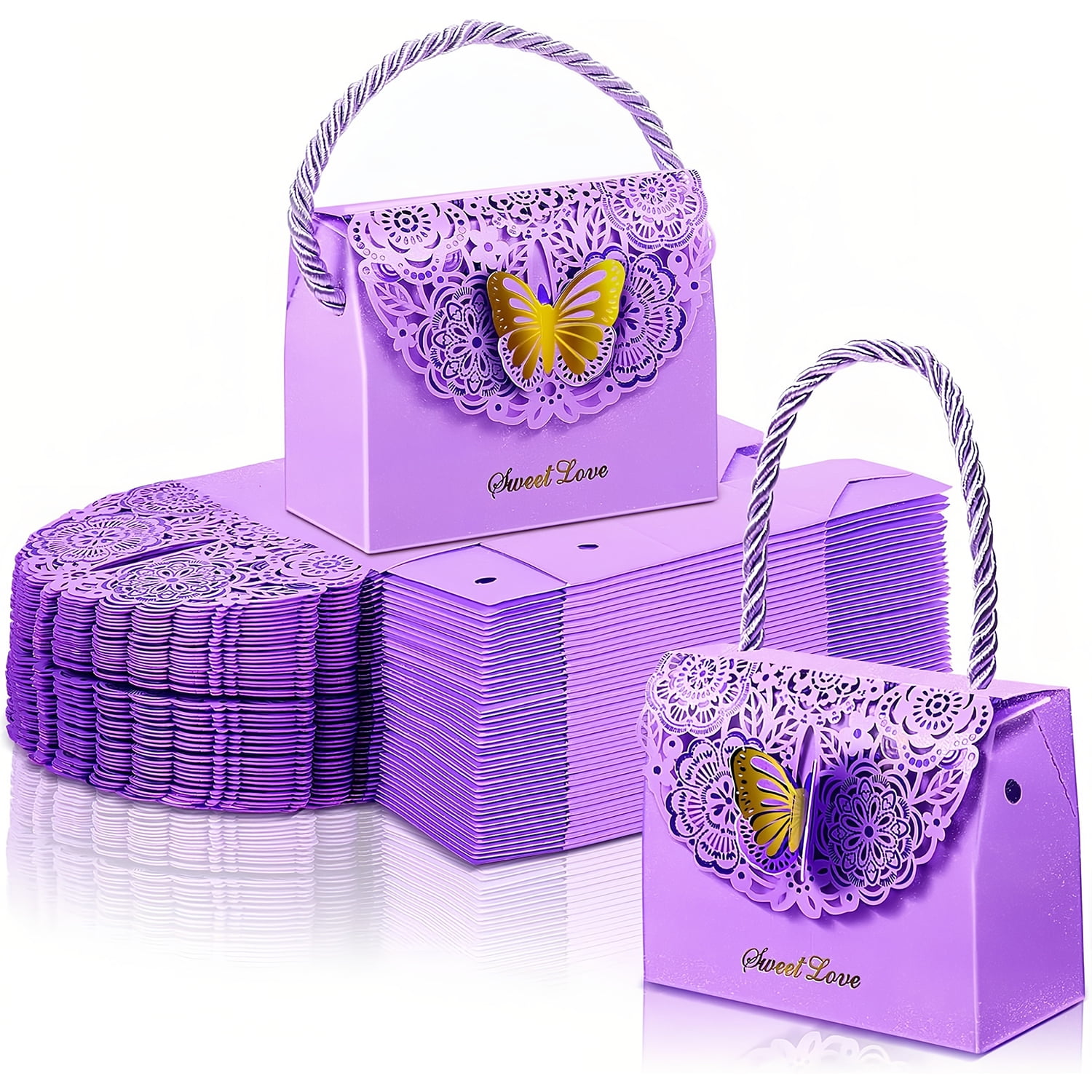 iMucci 50 Pcs Set Butterfly Hollow Design Hand Held Candy Box Small ...