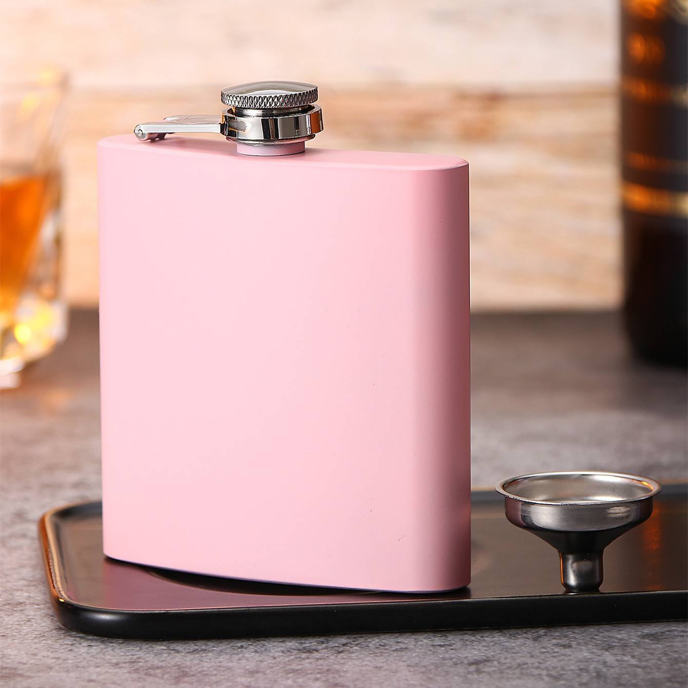 iMucci 6 Oz Powder Coated Matte Pink Stainless Steel Hip Flask for ...