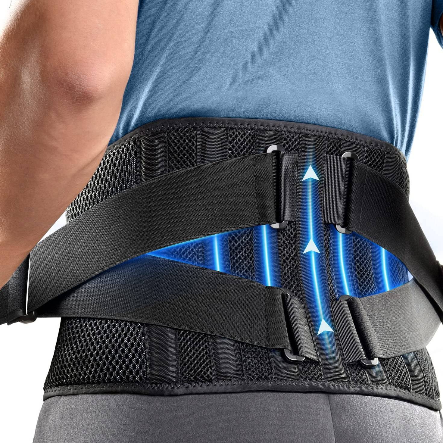 iMucci Air Mesh Back Brace for Men Women Lower Back Pain Relief with 7 ...