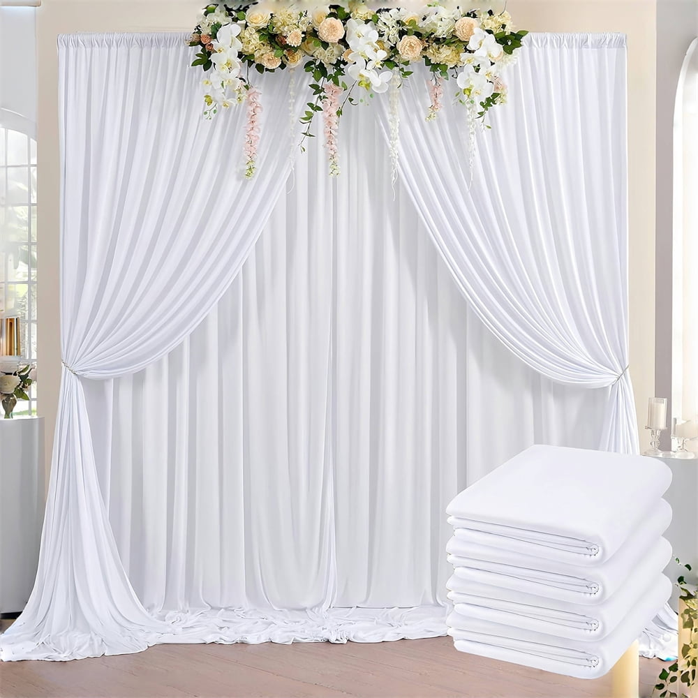 iMucci Elegant White Floral Curtains 4-Piece Set – Perfect for Weddings ...