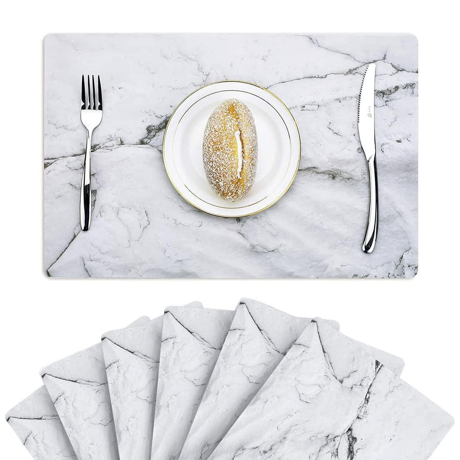 iMucci Marble Placemats, Dining Table Set of 6, Easy to Clean, Durable Faux Leather - Walmart.com