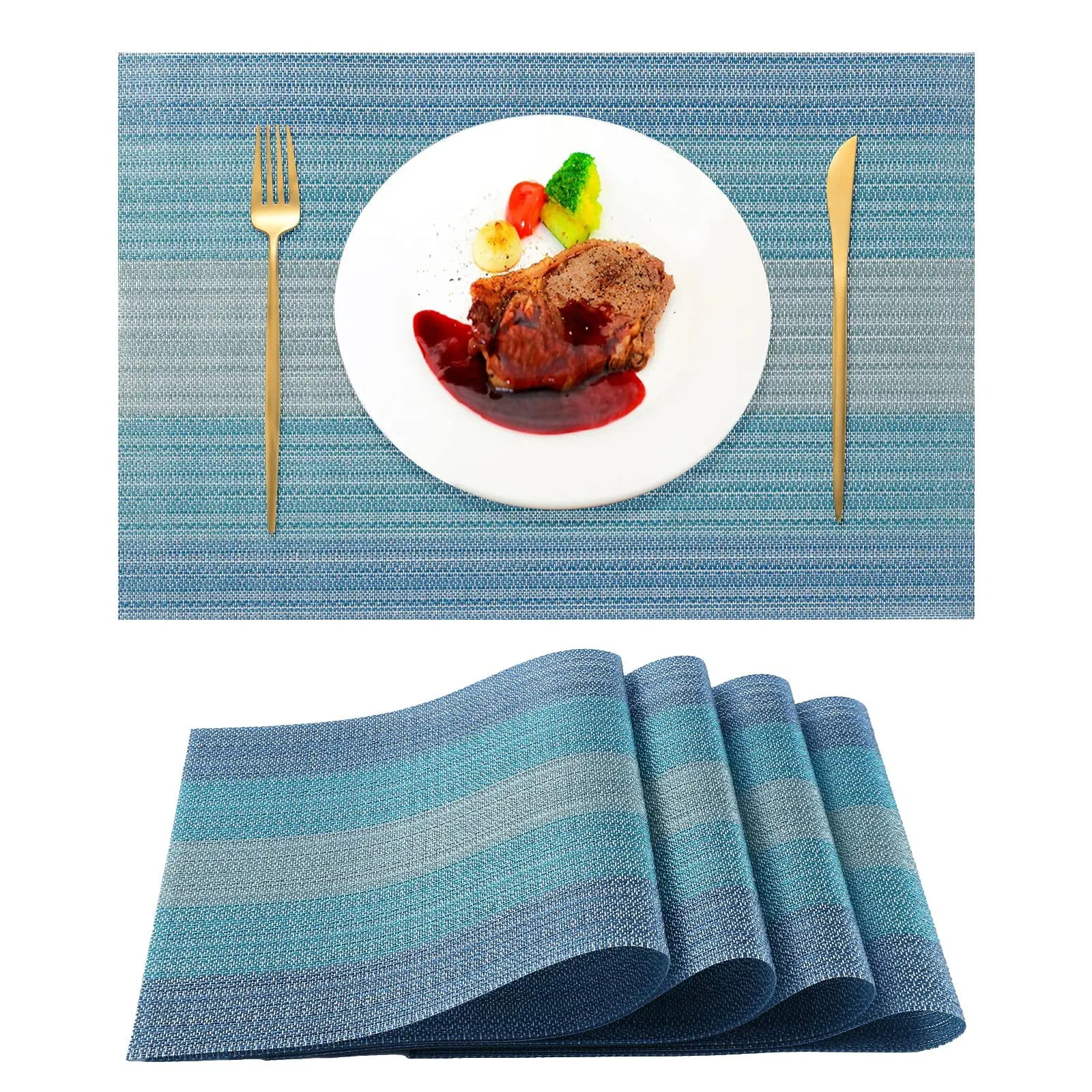 iMucci Heat Resistant Set of 6 PVC Placemats, Oil-Proof, Classic Coffee ...