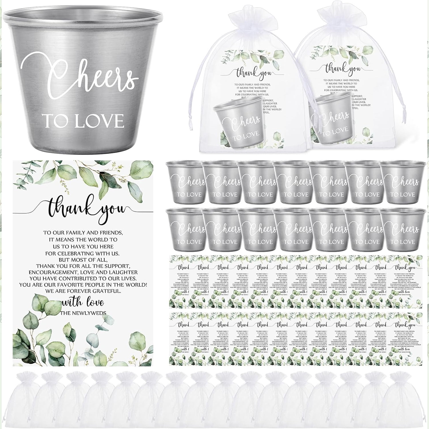 iMucci Stainless Steel Mini Wine Glass Gift Set of 50, Includes 50 Mini ...