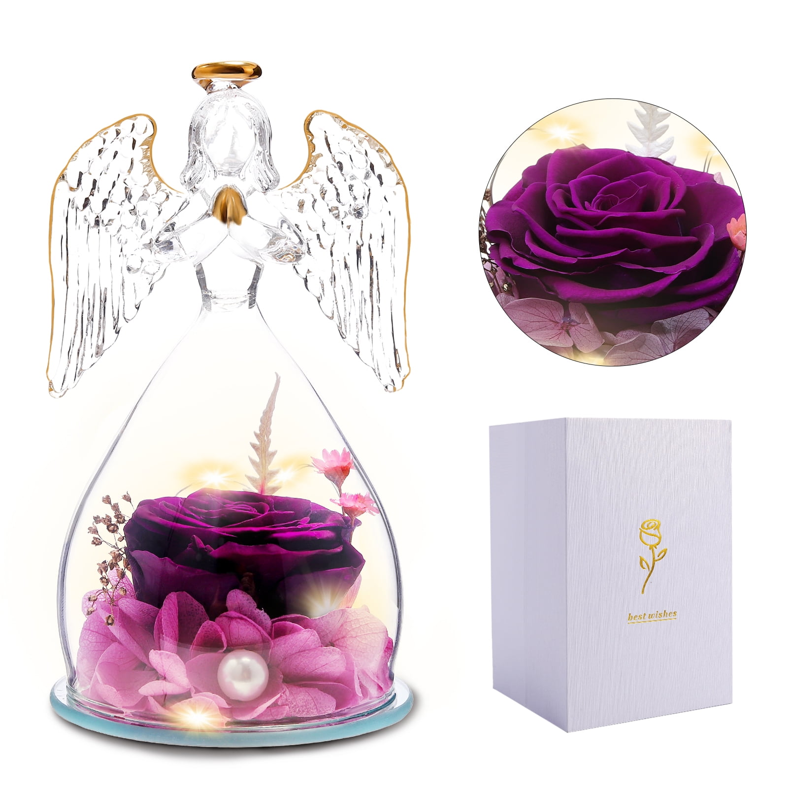 iMucci Preserved Rose in Glass with LED - Valentines, Birthday, Mothers ...