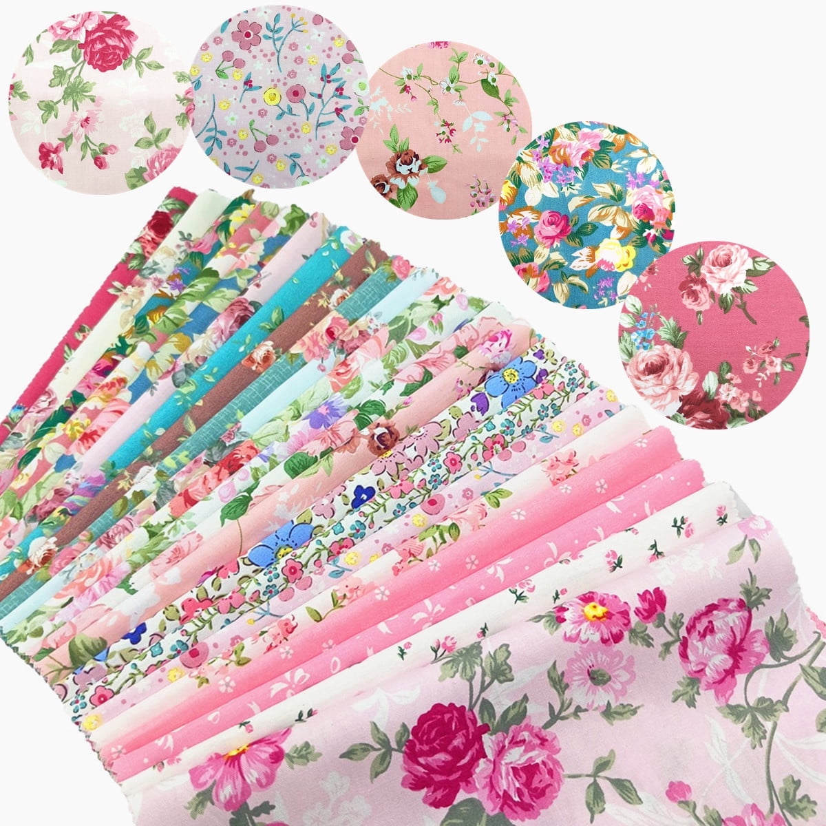 iMzoon 22Pcs 10 Inch Cotton Fabric Quilting Squares No Repeat Floral ...