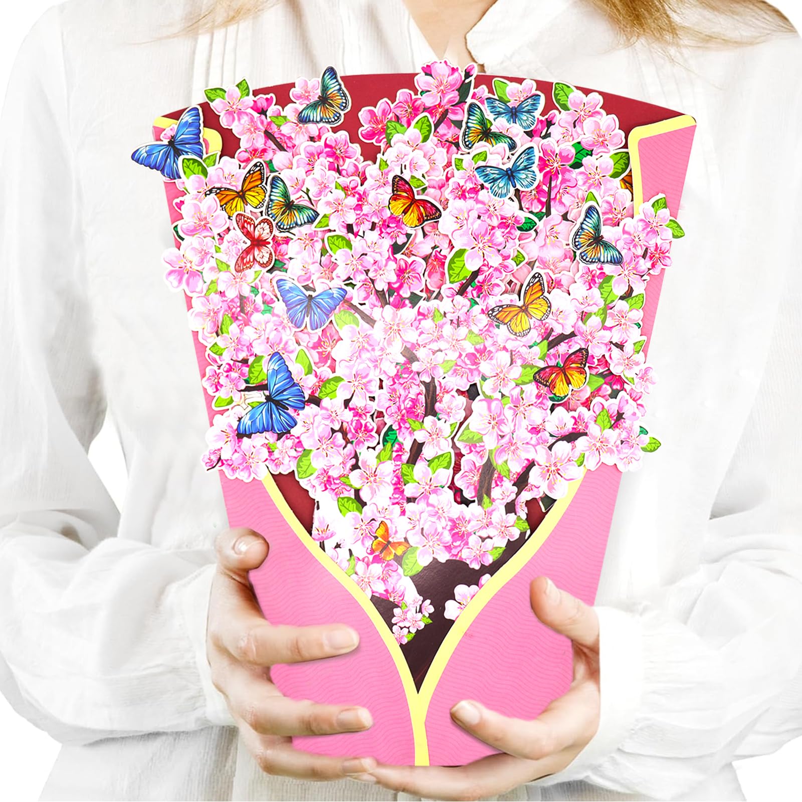iNFUN iNJOY Pop Up Flower Bouquet Card - Cherry Blossom,10 Inch Life ...