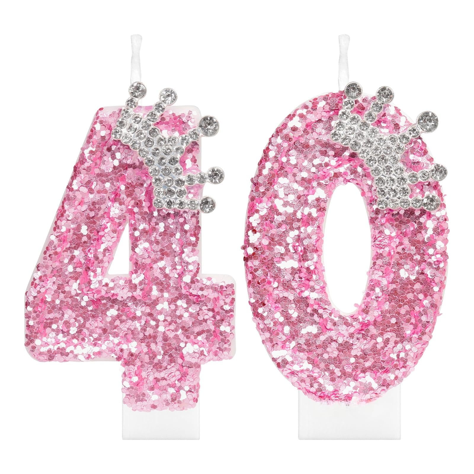 iNINGER 40th Birthday Candles,Number 40 Candles, Pink Happy Birthday ...