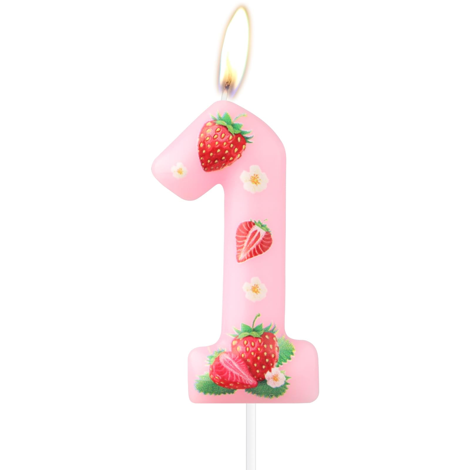iNINGER Happy Birthday Number Candle,Strawberry Party Number 1 1st ...