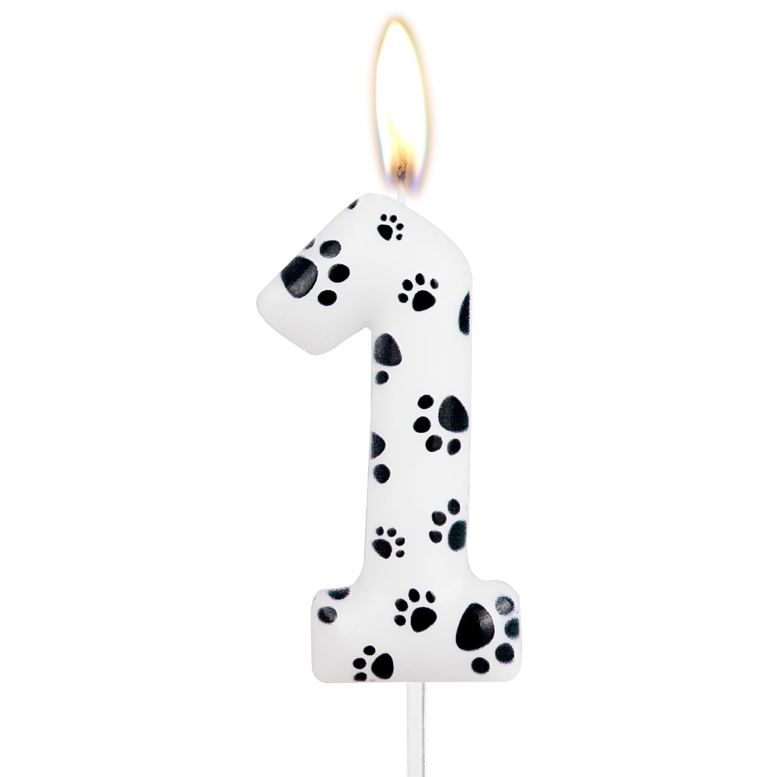 iNINGER White Number 1 Candle,Dog Paw Print Birthday Candles,Dog Paw ...