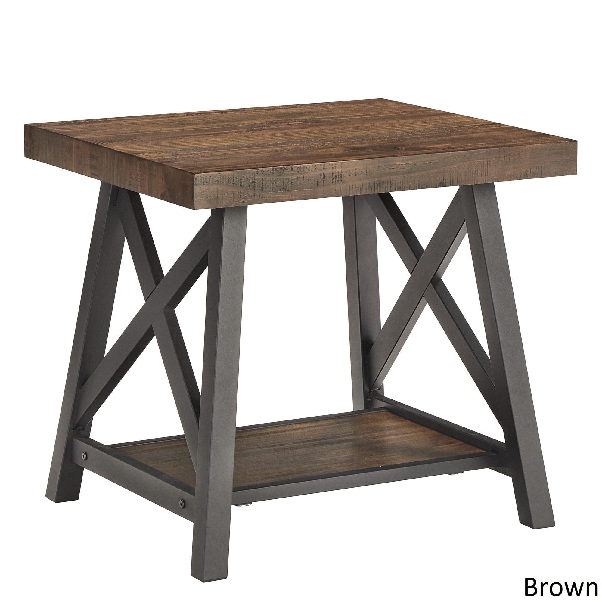 iNSPIRE Q Bryson Rustic X-Base End Table with Slf by Classic - Walmart.com