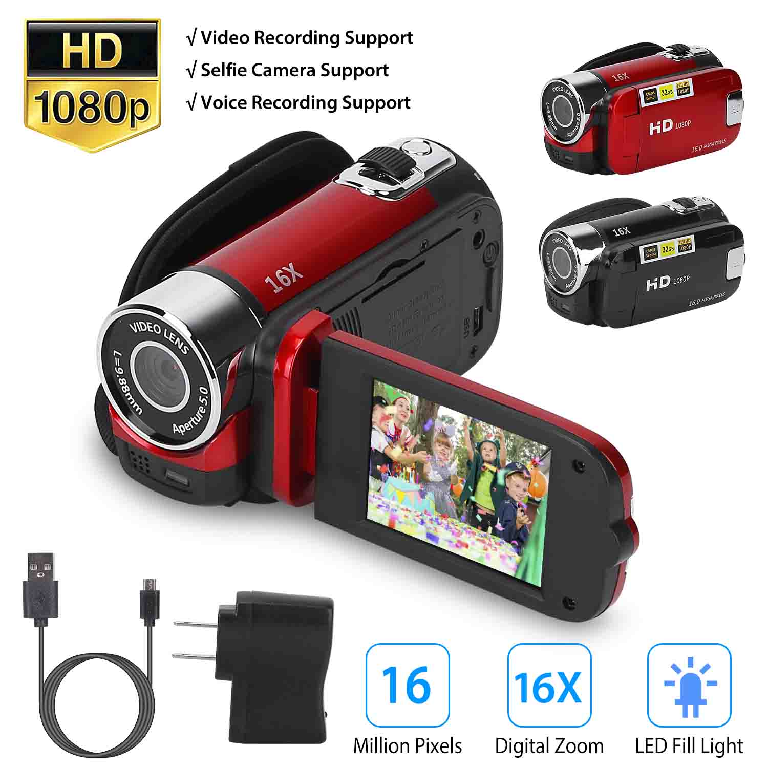 iNova HD 1080P Camcorder for Beginners, Movie Creators & Vloggers, 16X ...