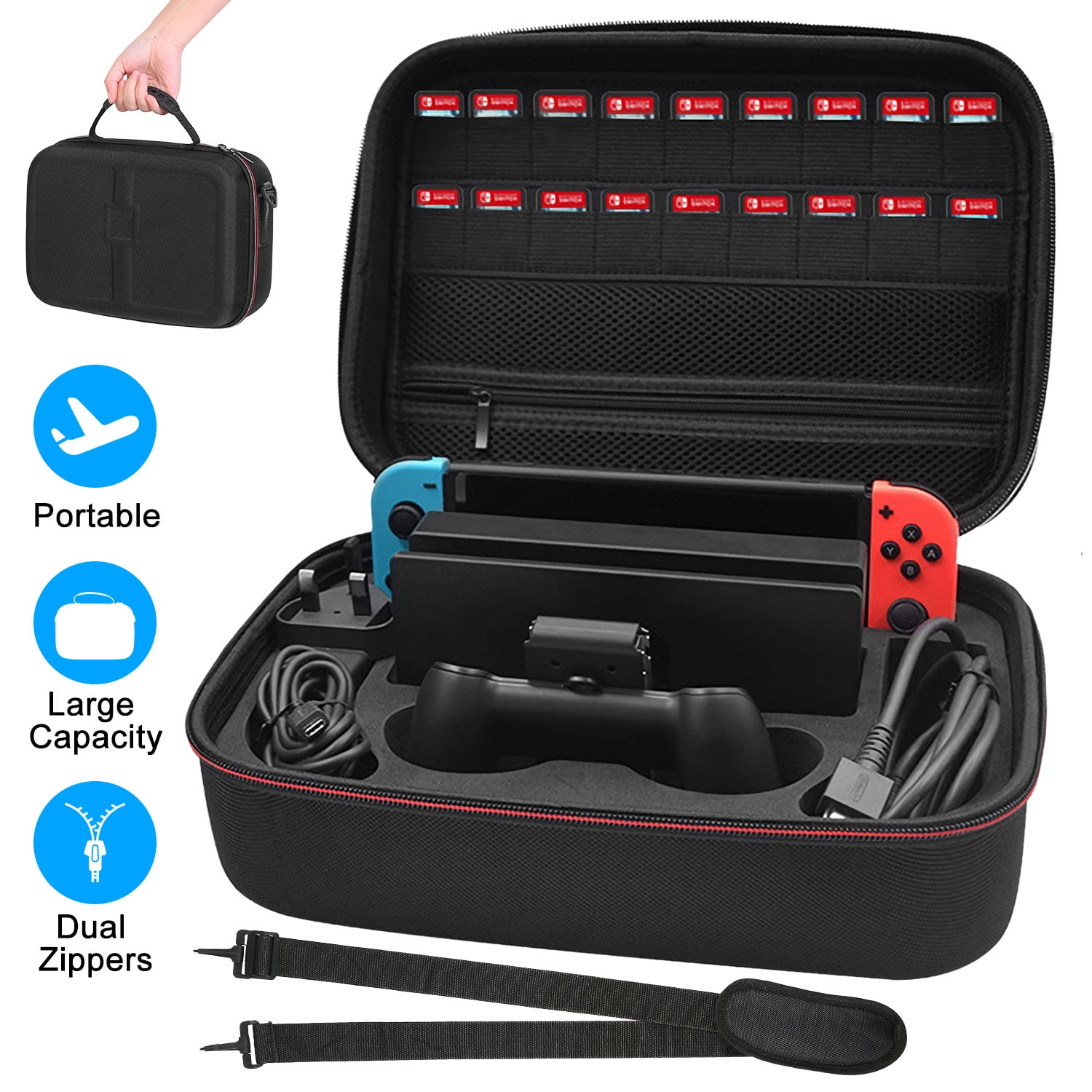 Moclever Portable Carrying Case for Nintendo Switch with Rubberized ...