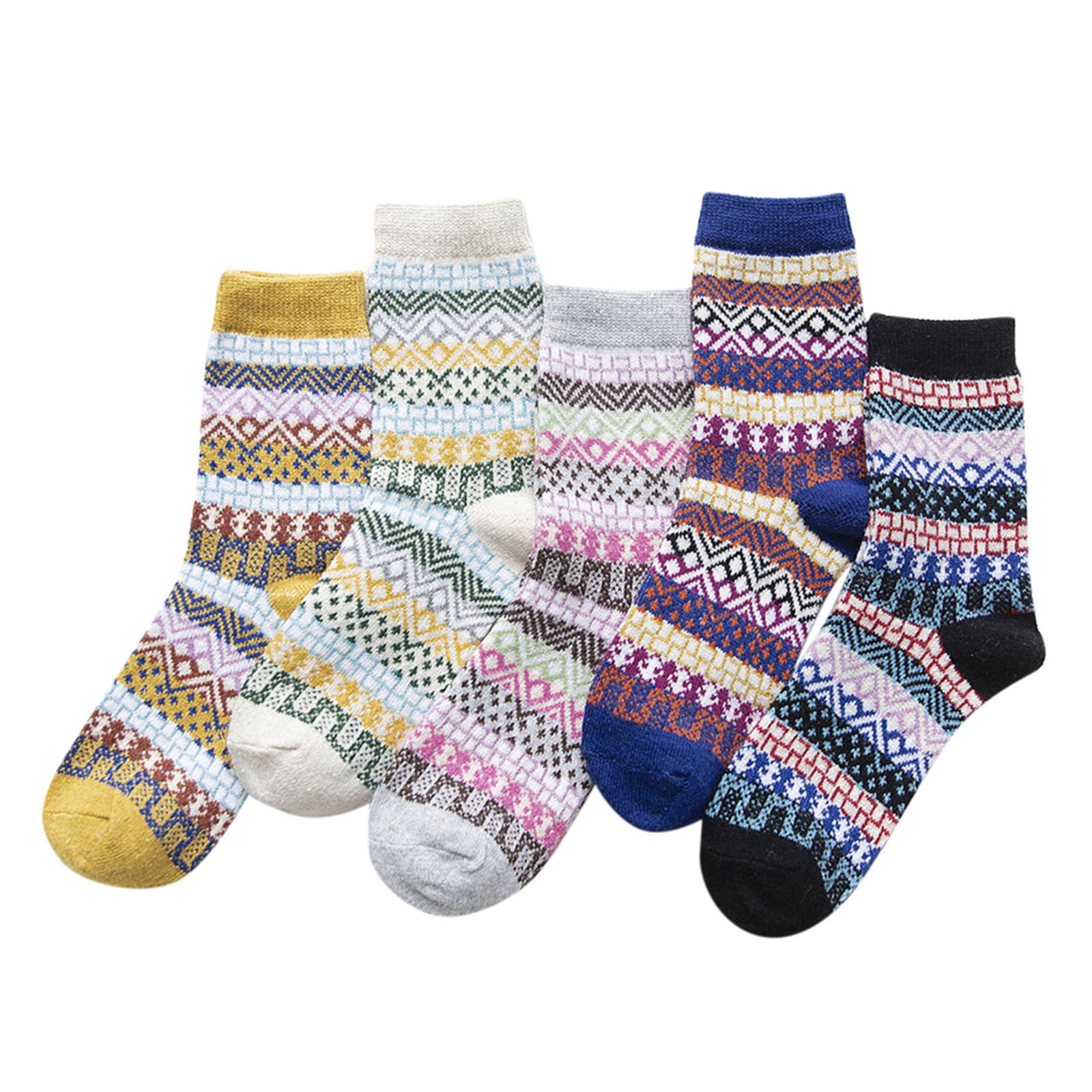 iOPQO 5 Pairs Mid Crew Socks, Thermal Socks for Women, Comfortable ...
