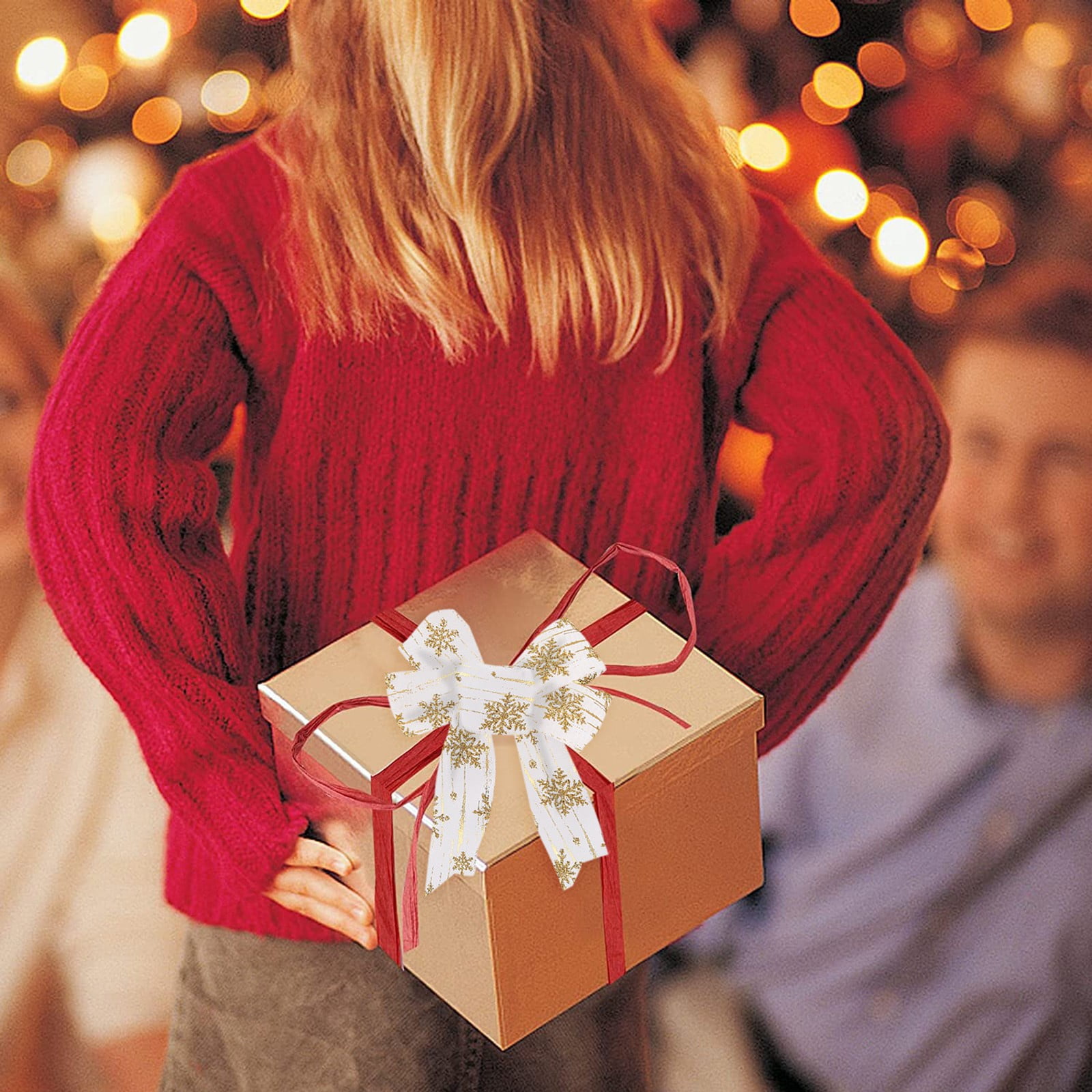 iOPQO Christmas Wrapping Paper Christmas Ribbon Snowflake Glitter Satin ...