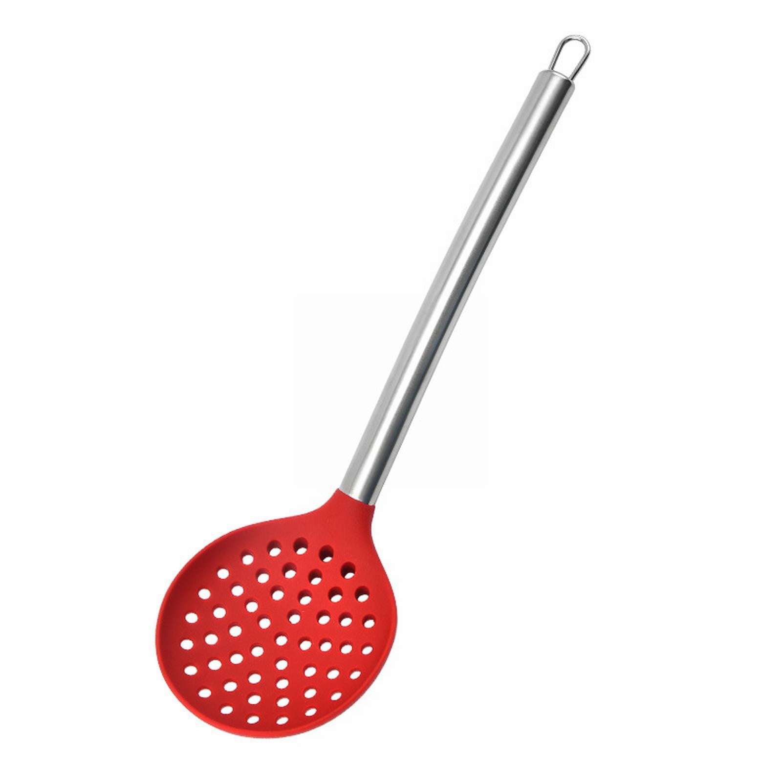 iOPQO Strainer Spoon Stainless Handle Silicone Slotted Cooking Spoon ...
