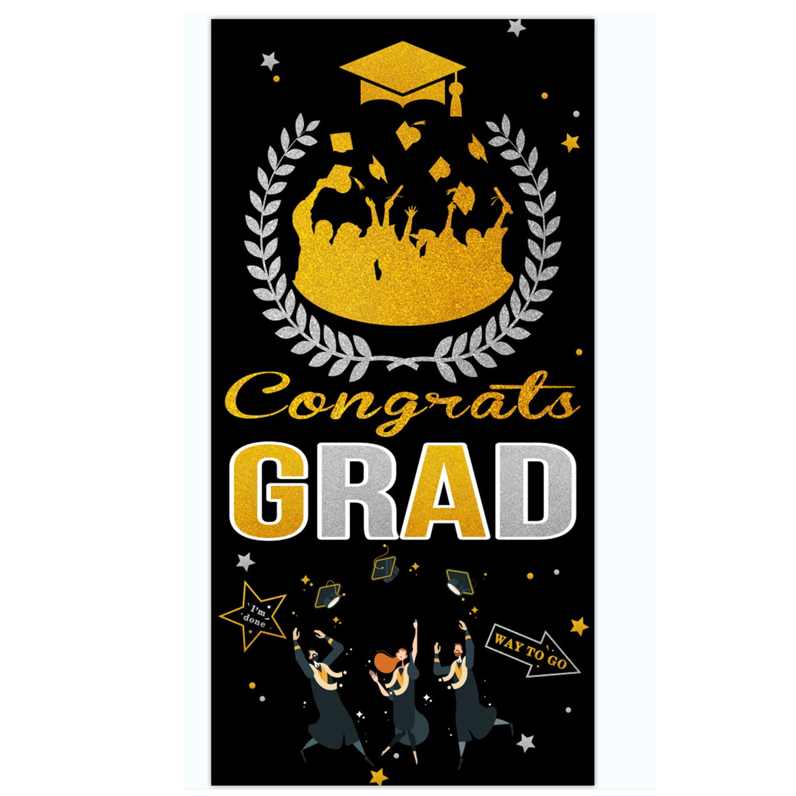 iOPQO Wall Decor Posters Large Congrats Grad Banner 72X44 Inch | Graduation Party Decorations ...