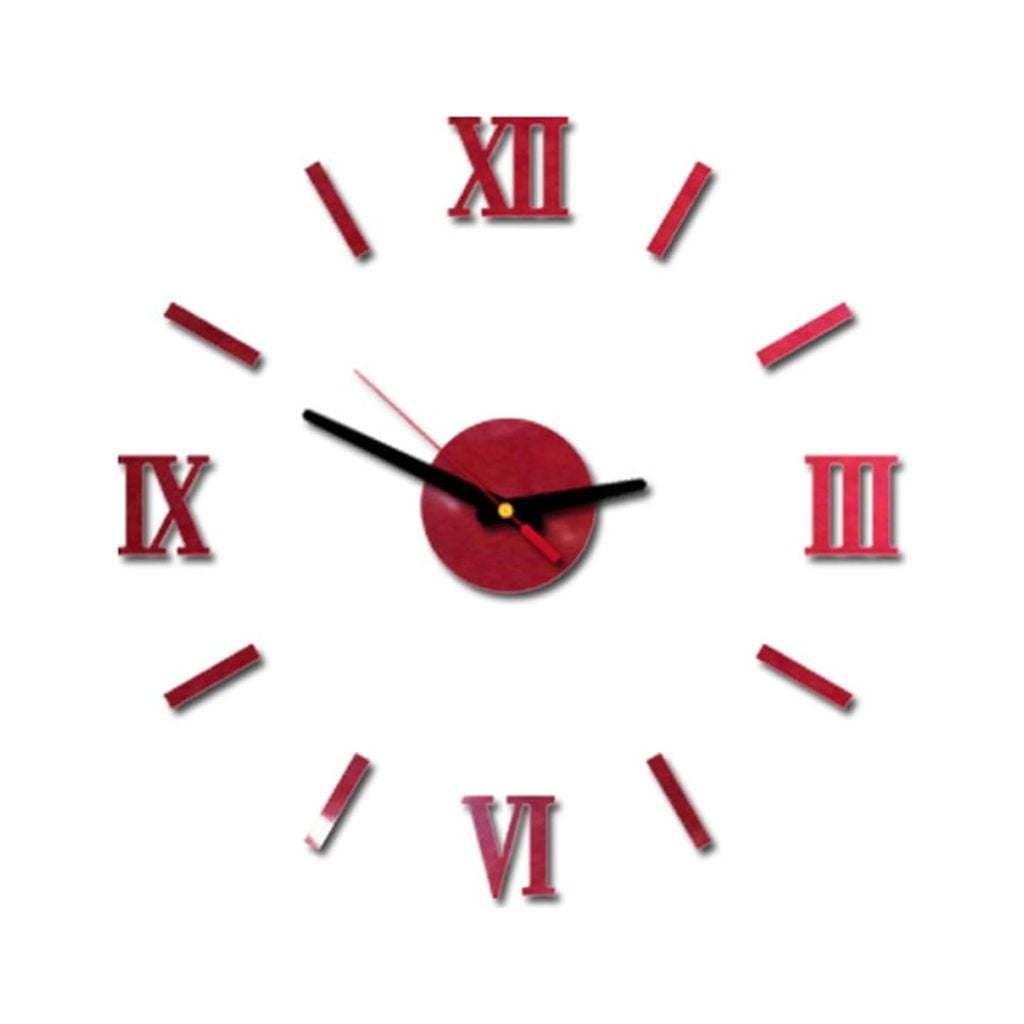 iOPQO Wall Decor Wall Clock 3D Diy Roman Numbers Acrylic Mirror Wall ...