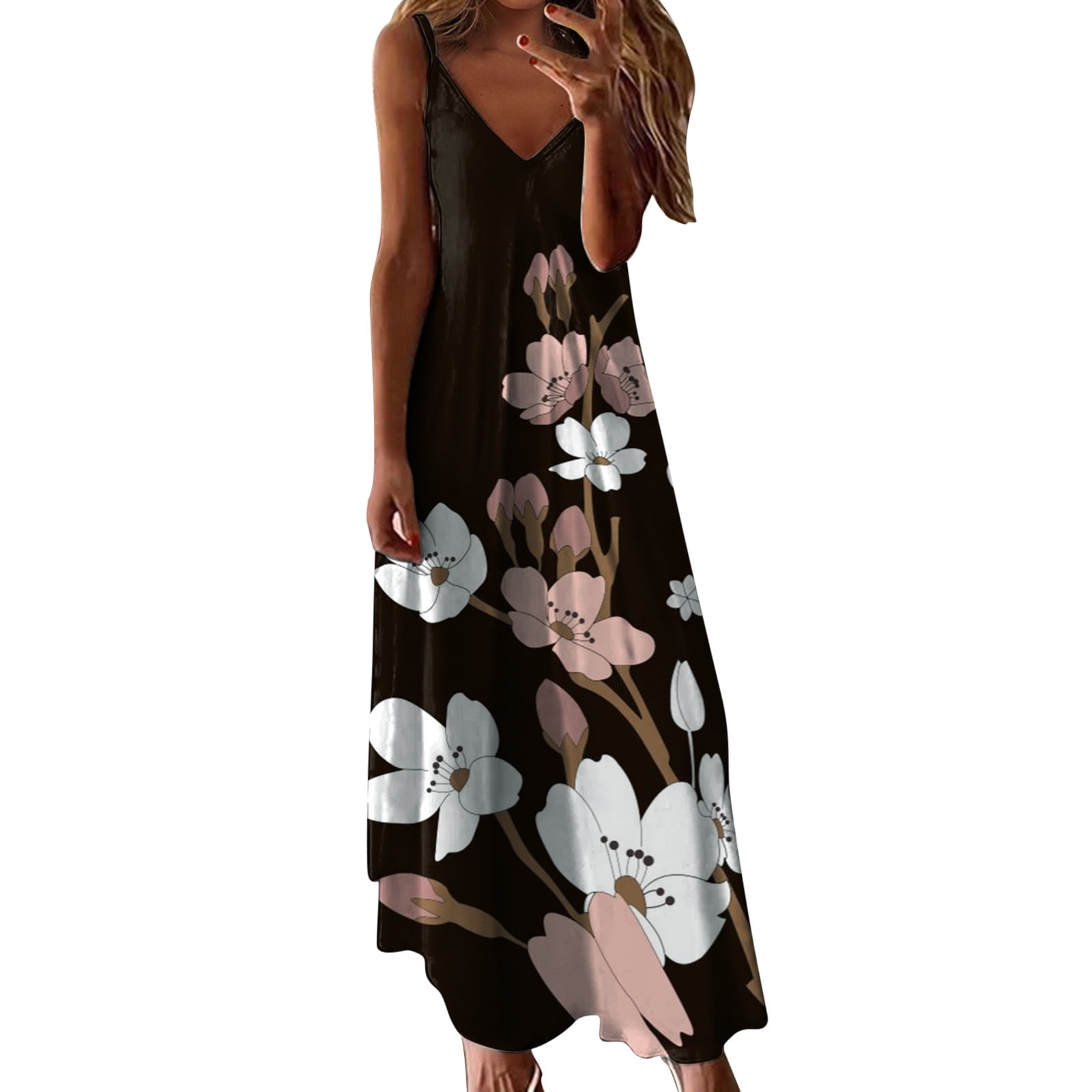 iOPQO summer dress Women's Fashion Casual Sleeveless Camisole Print ...