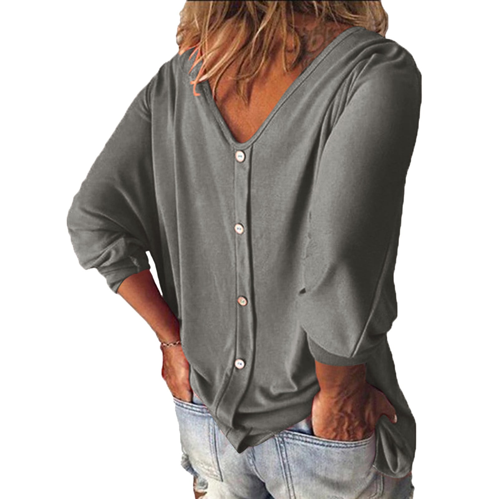 iOPQO t shirts for women Women's Tops Batwing Sleeves Three Quarter ...