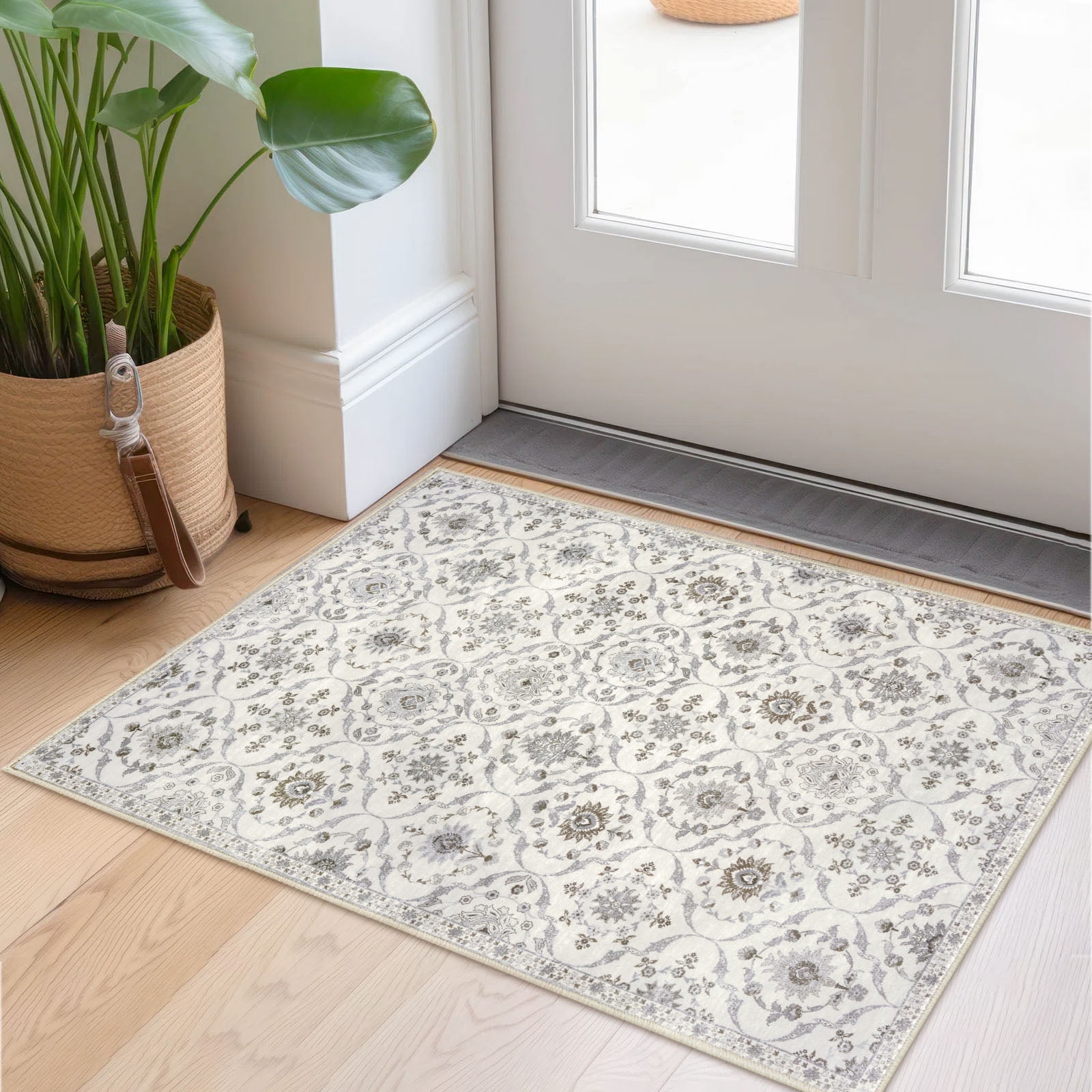 iOhouze 2x3 Small Area Rug Washable Entryway Rugs Indoor Vintage Beige ...