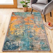 Luxe Weavers Navy Modern Abstract Area Rug 5x7 Geometric Living Room ...
