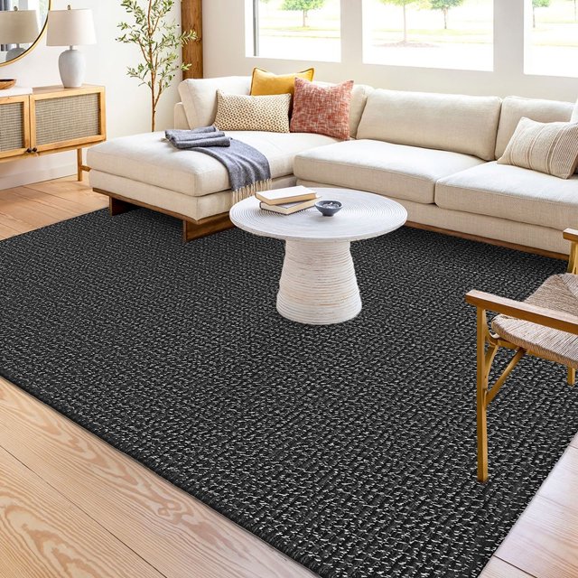 iOhouze 5'x7' Washable Area Rug for Living Room Large Cotton Rubber ...