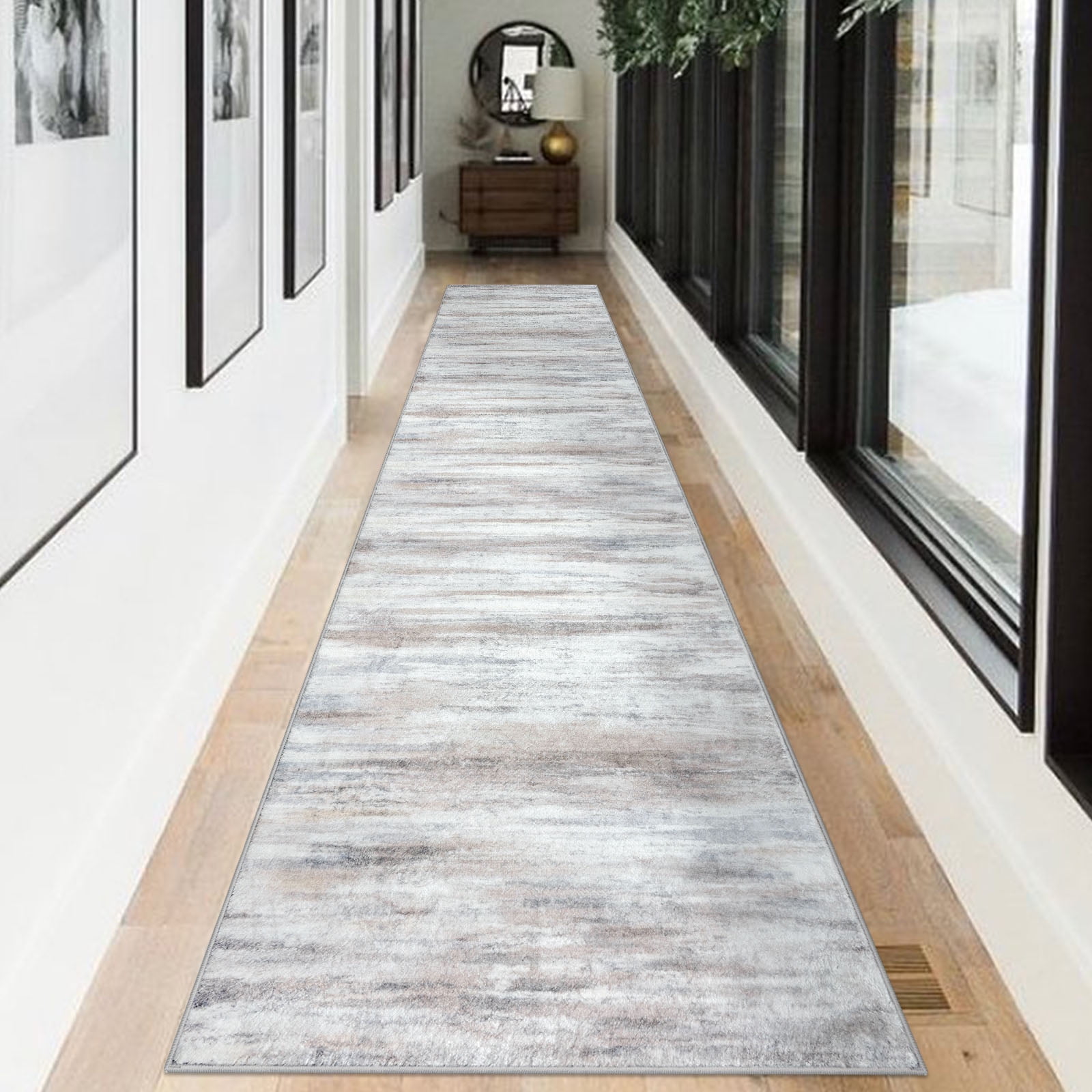 iOhouze Abstract Runner Rug 2.6x12 Washable Rug Runners Non Slip ...