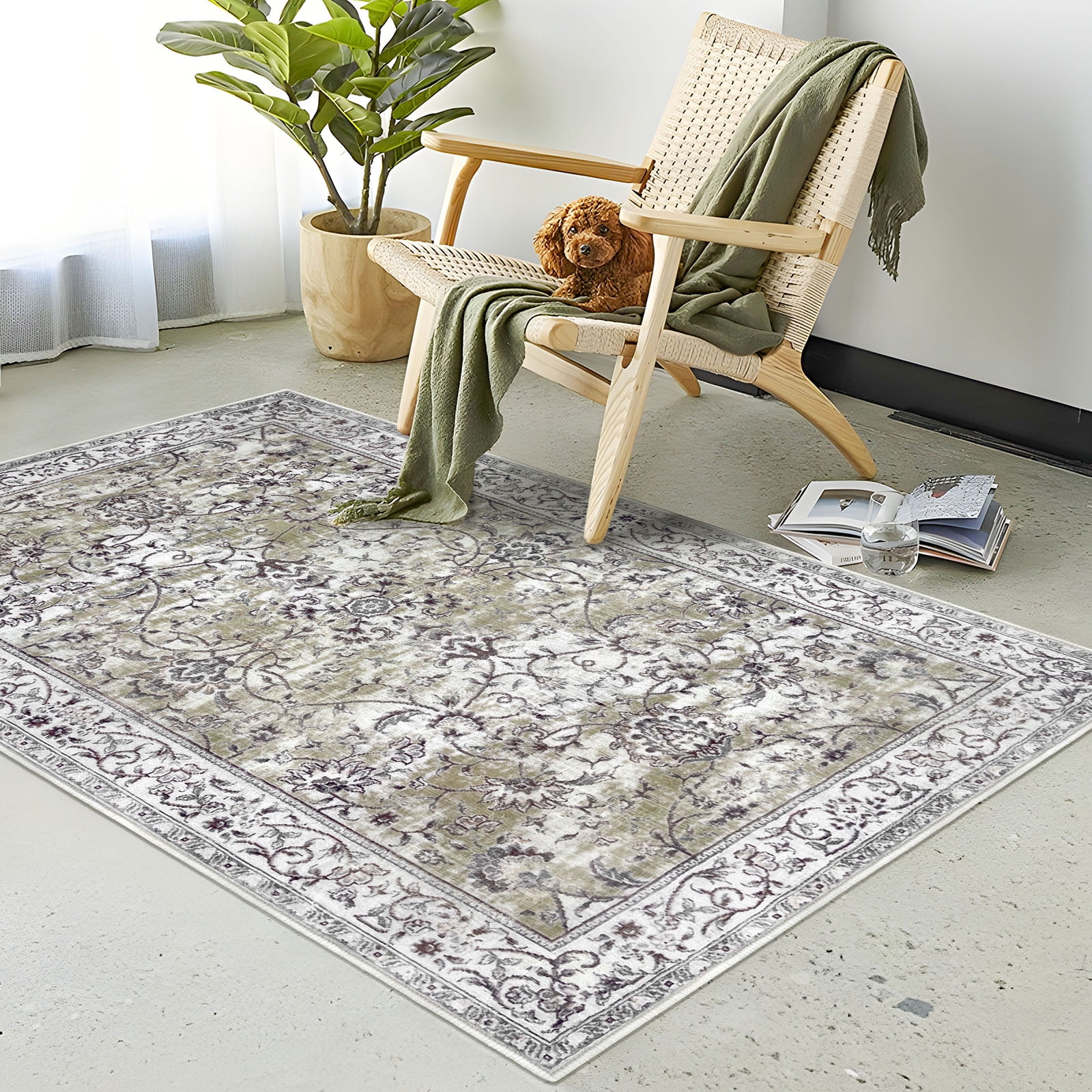 iOhouze Area Rugs 3x5 Washable Rugs Non-Slip Low Pile Vintage Thin ...