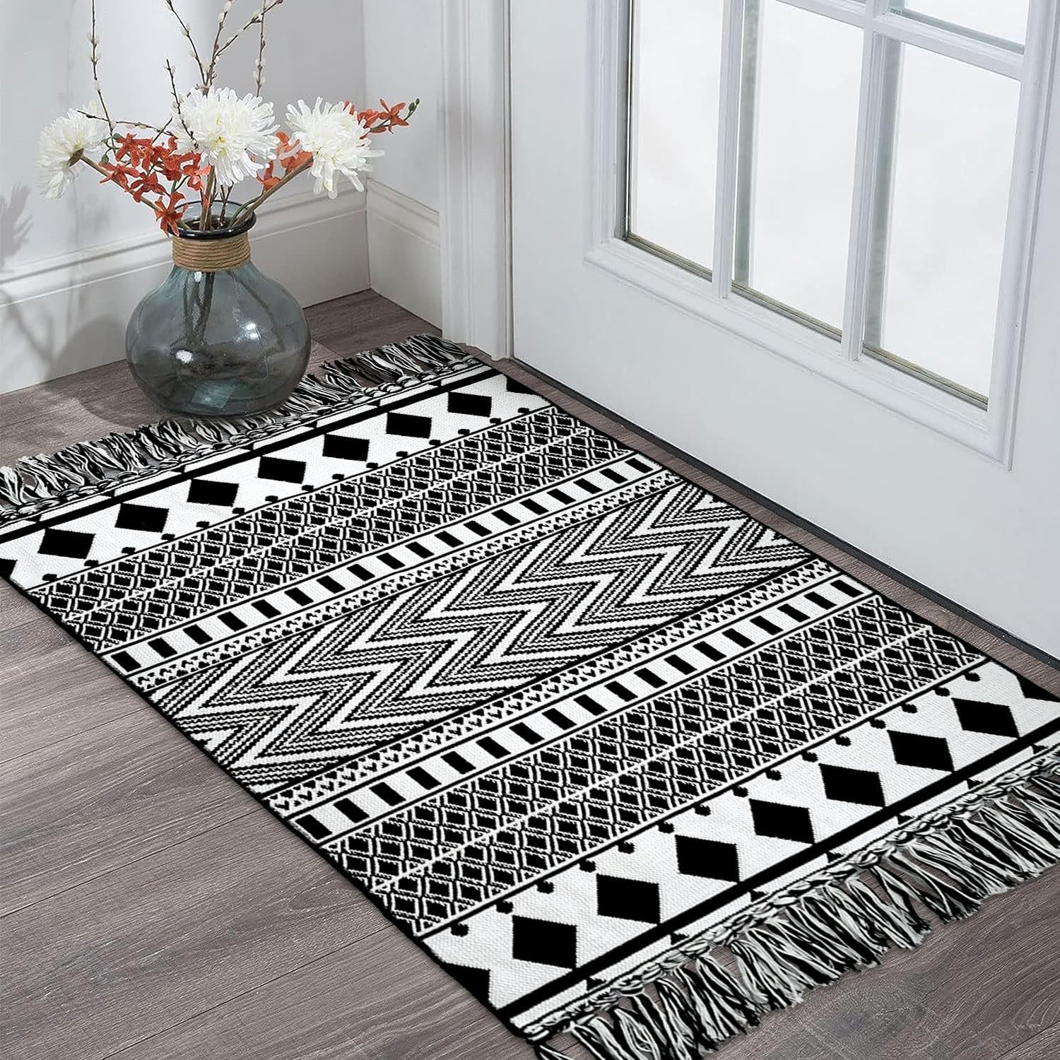 Boho Tribal Round Rug - 16 Inch Persian Small Round Area Rug Door Mat ...