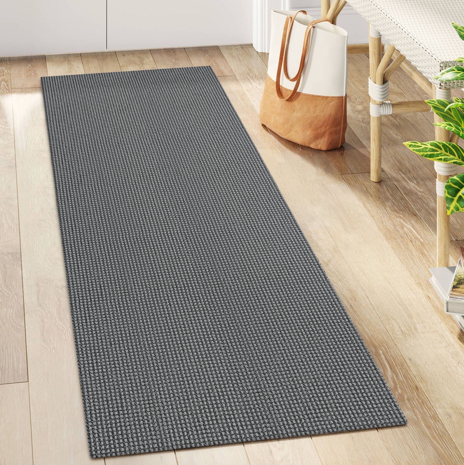 iOhouze Boho Runners for Hallways 2x5 ft Washable kitchen Runner Rubber Backed Gray Cotton ...