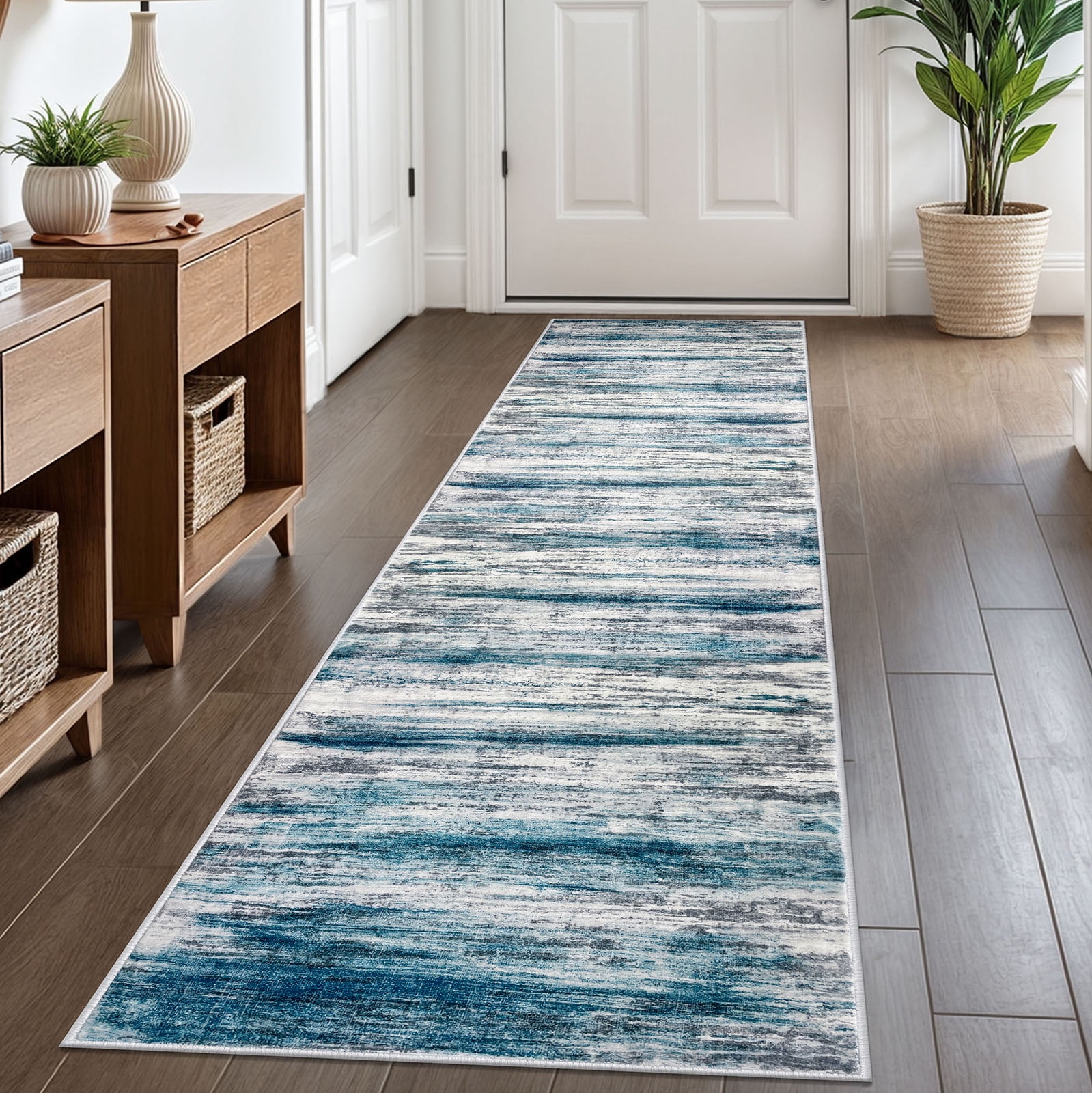 iOhouze 2x8 Modern Abstract Runner Rug, Non-Skid, Washable, Low Pile ...