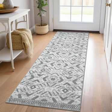 BERTHMEER 2'x8' Gray Vintage Oriental Non-slip Washable Runner Rug for ...