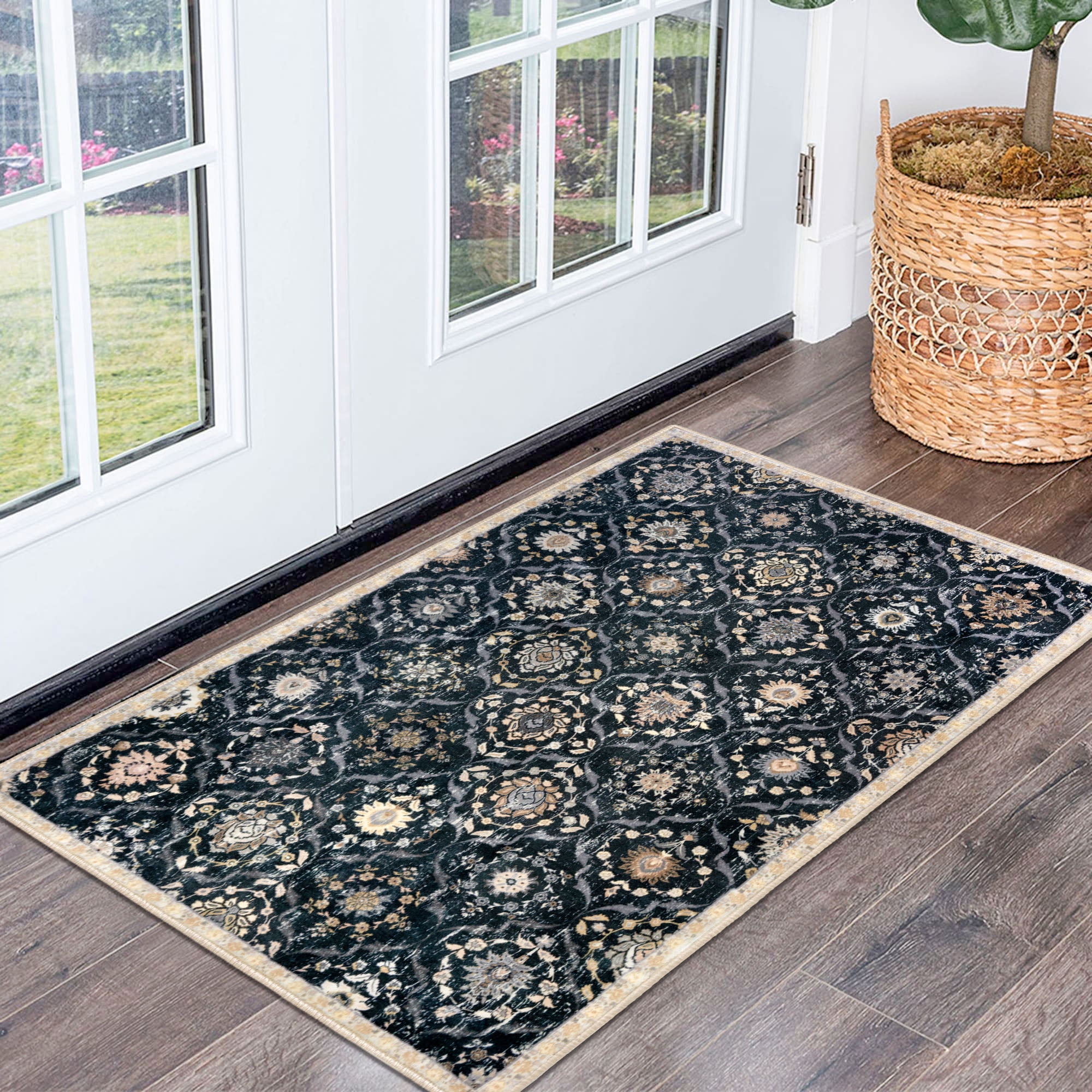 iOhouze Small Area Rug 2x3 Moroccan Entryway Rugs Vintage Indoor Floral ...